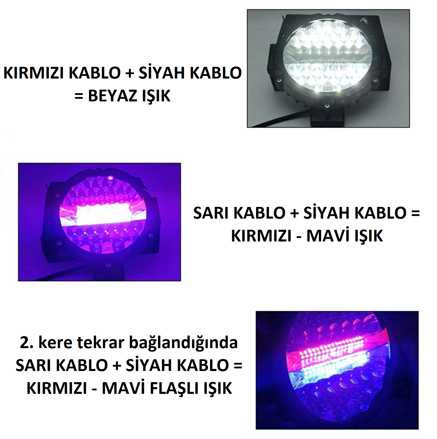 Unichrome 3 Modlu 3 Renk Kombo 51w Siyah Yuvarlak Off Road 12/24v ...