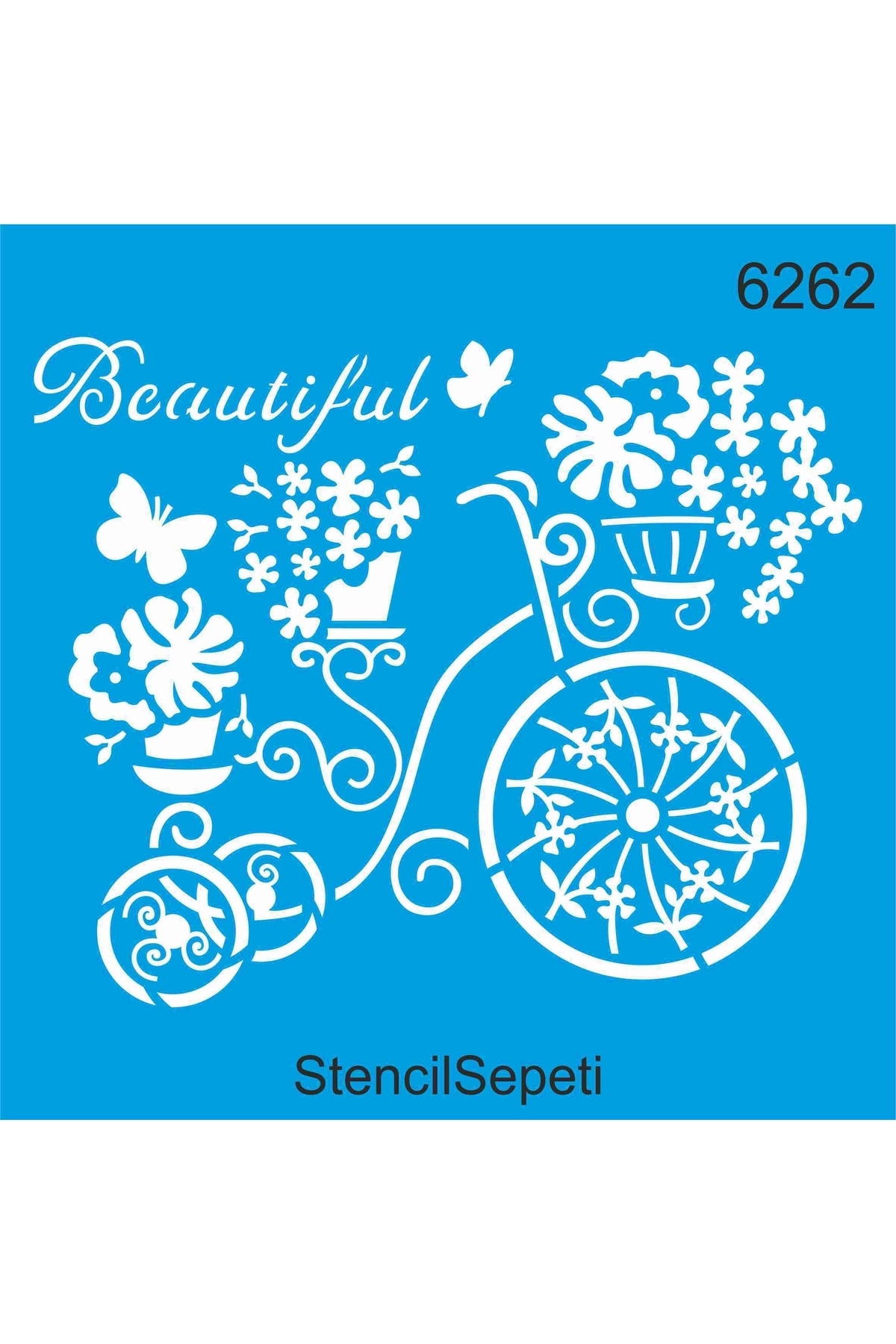 StencilSepeti Bisiklet Ve Çiçekler Desen - Stencil Boyama Şablonu ...