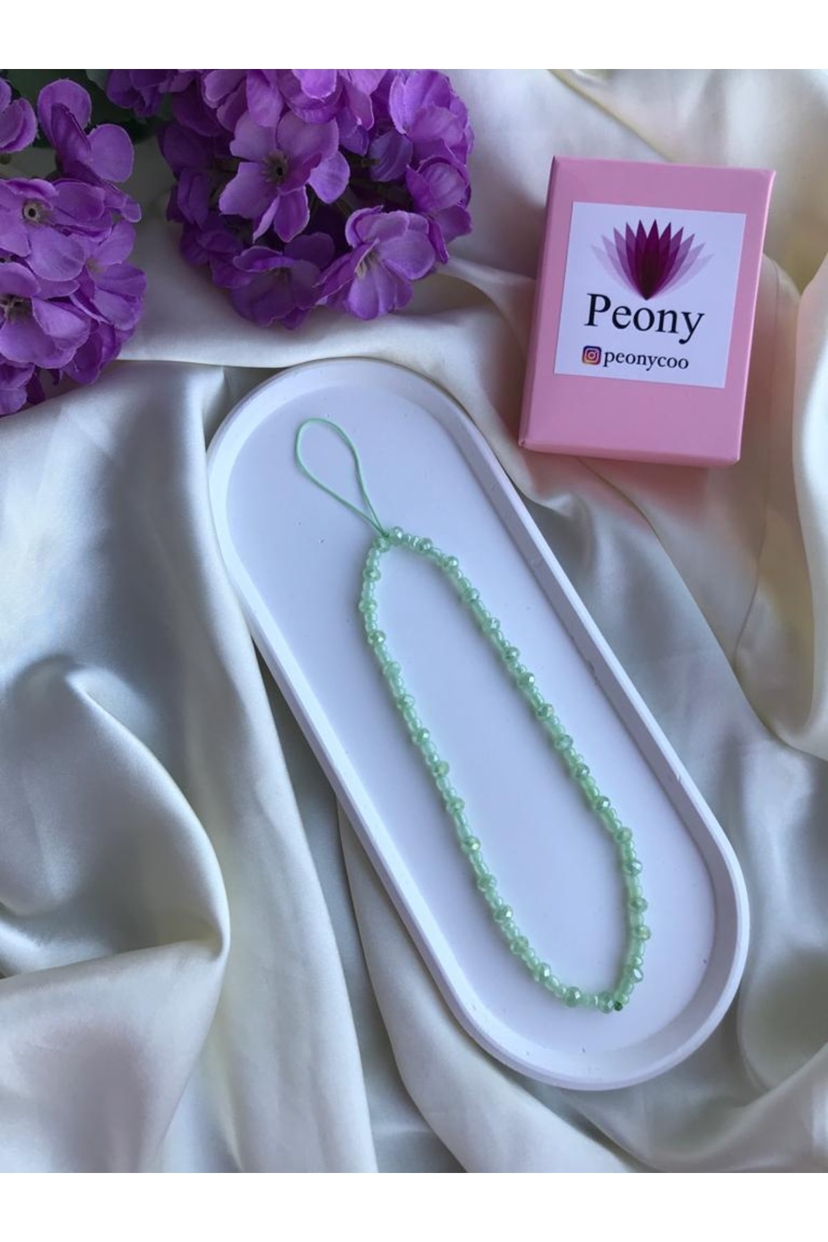 PEONY - peonyofficiall Yeşil Kristal Tasarım Telefon Charmı Ipi Telefon ...