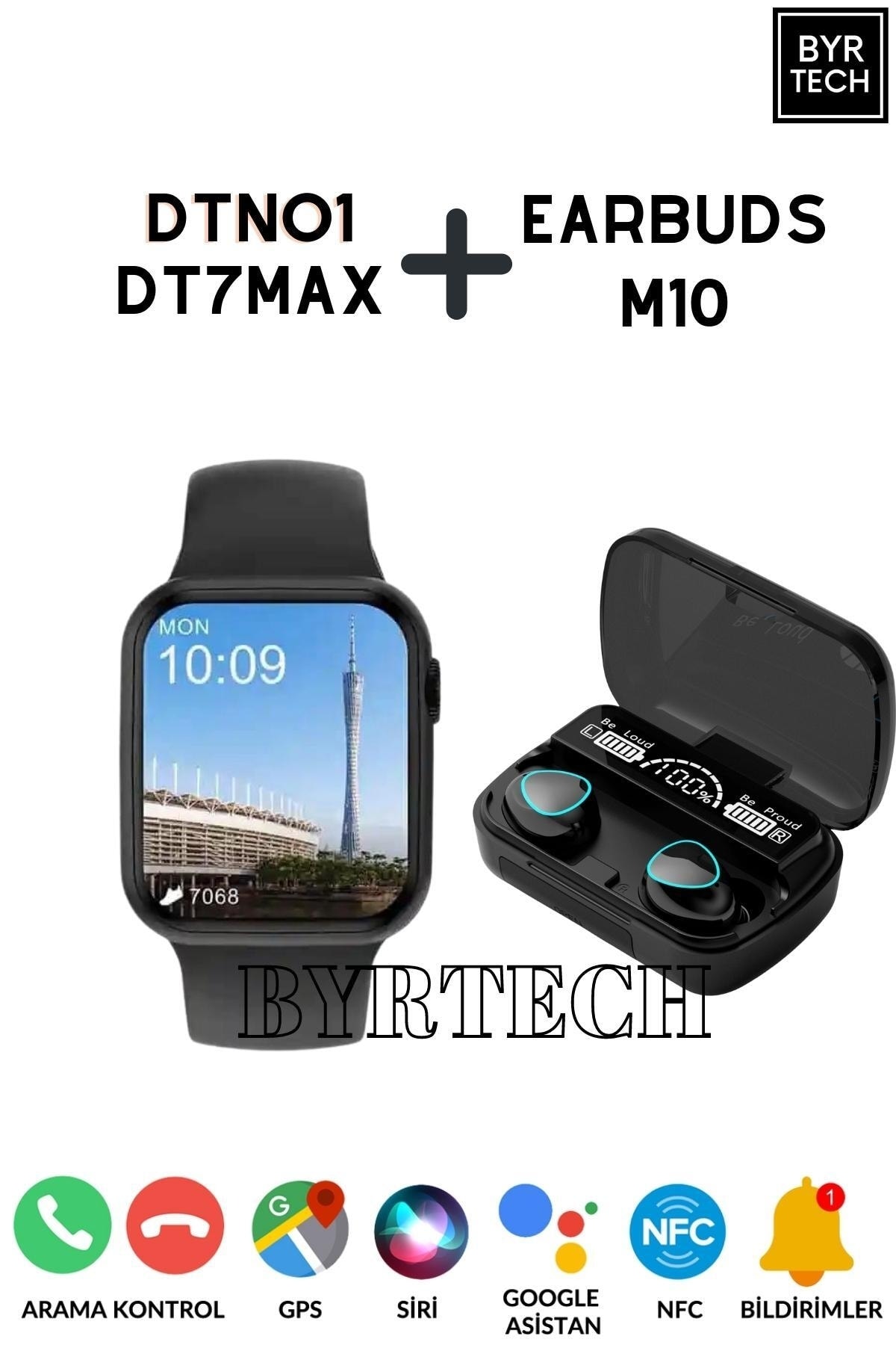 BYRTECH Gps/nfc/siri Destekli Dtno1 Dt7 Max Watch 7 Series Akıllı Saat ...