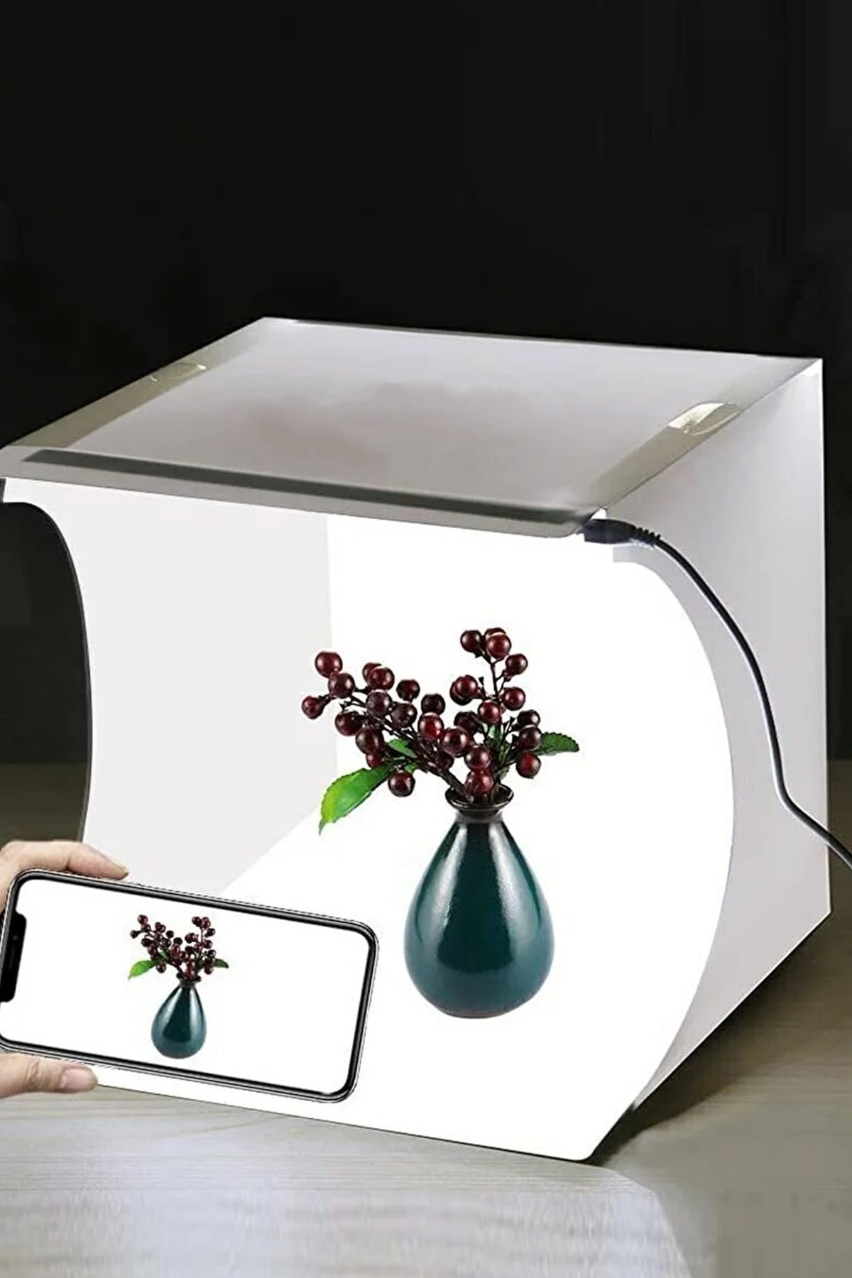 TechnoStation Ürün Çekim Çadırı Mini Fon Fotoğraf Stüdyosu Ledli Işık ...