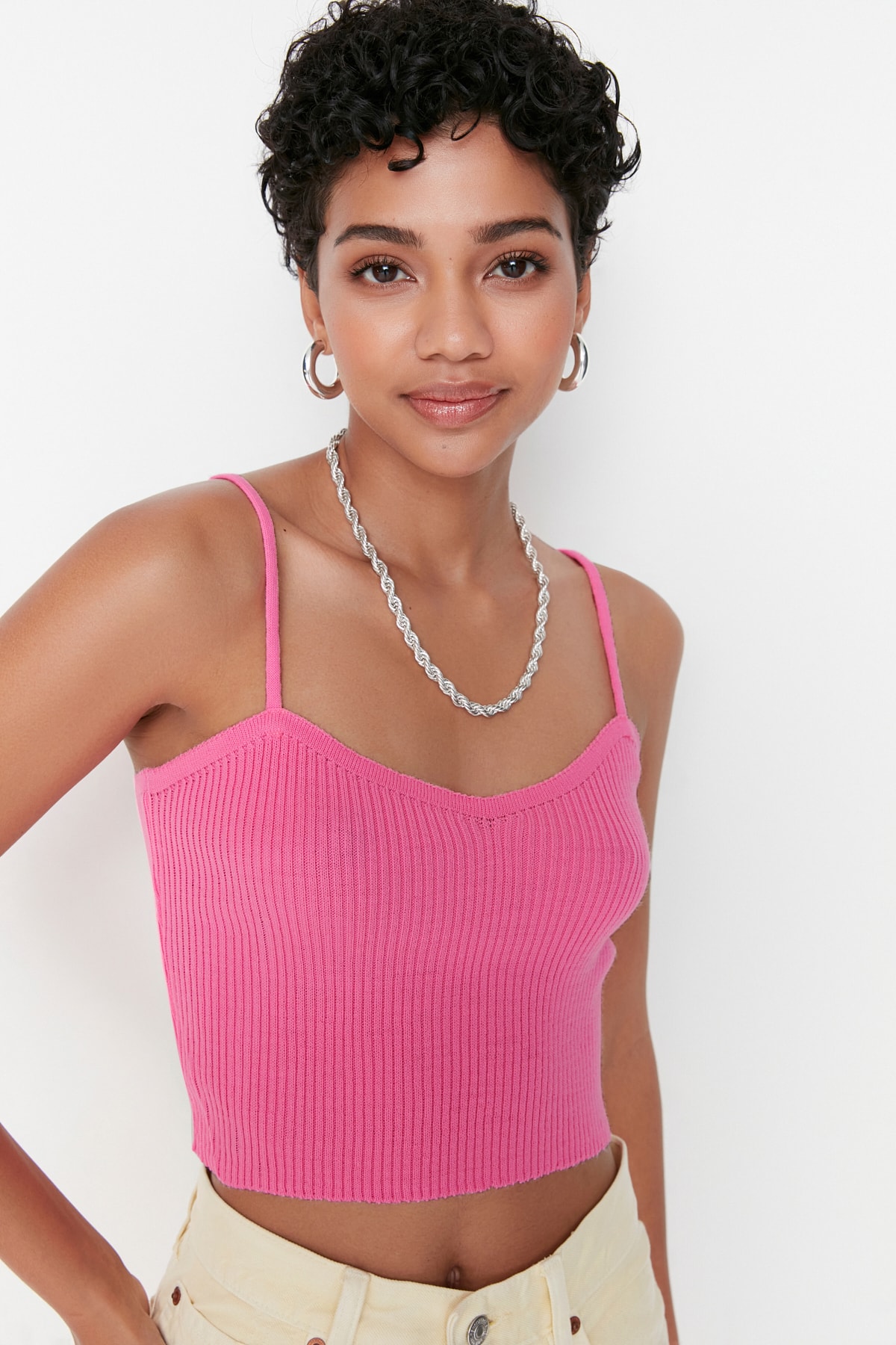 Trendyol Collection Rosa Crop Tie Detailliertes Blusen-Cardigan ...