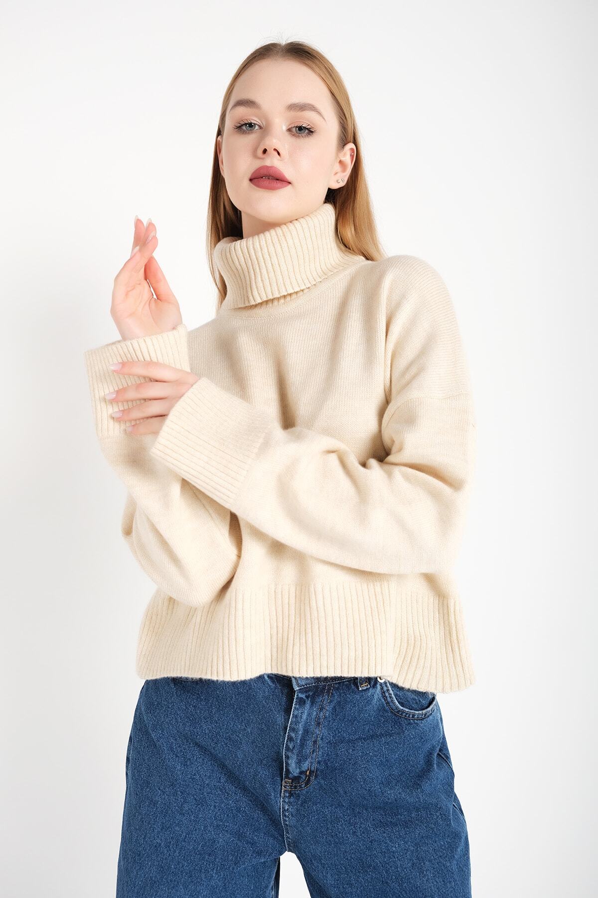 nosia fashion Oversize Balıkçı Yaka Taş Triko Kazak Fiyatı, Yorumları ...