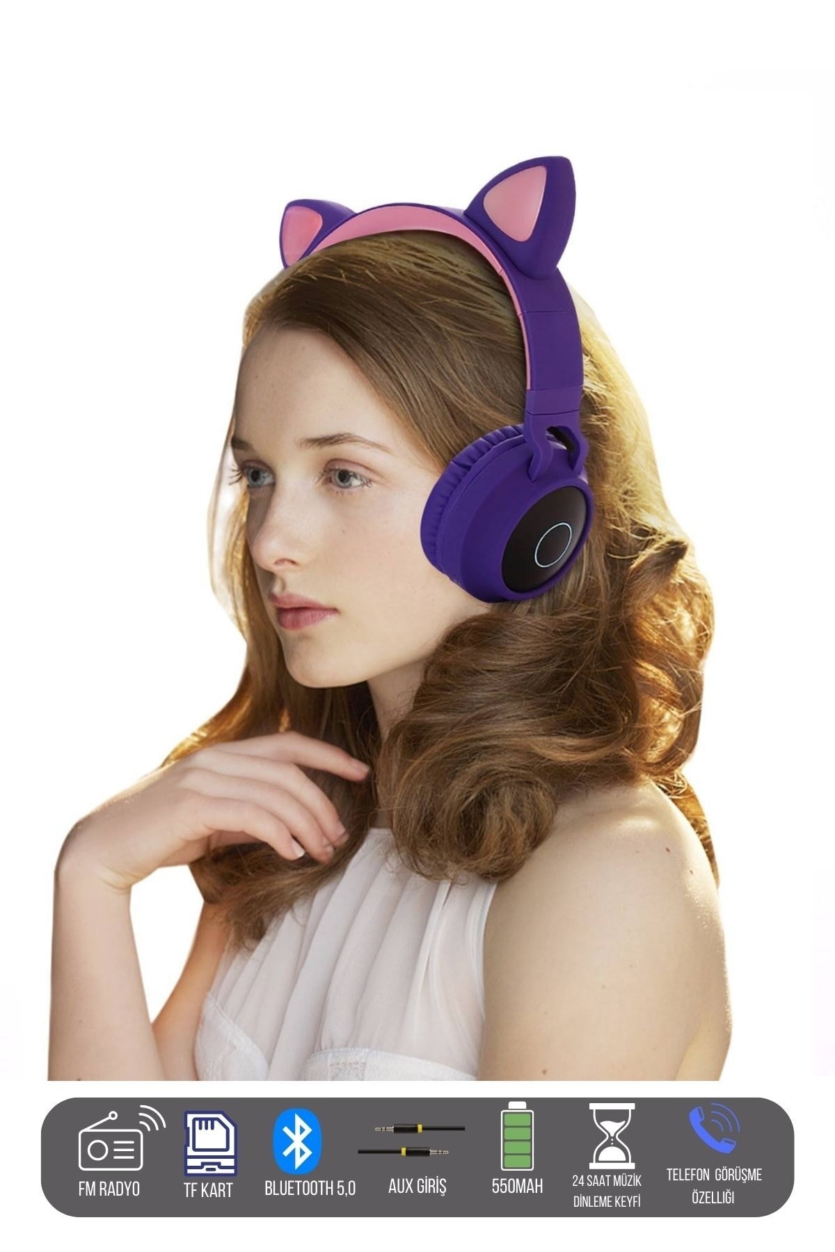 Butfulake Kablosuz Kedili Kulaklık Kedi Kulaklık Şık Kulaklık ...