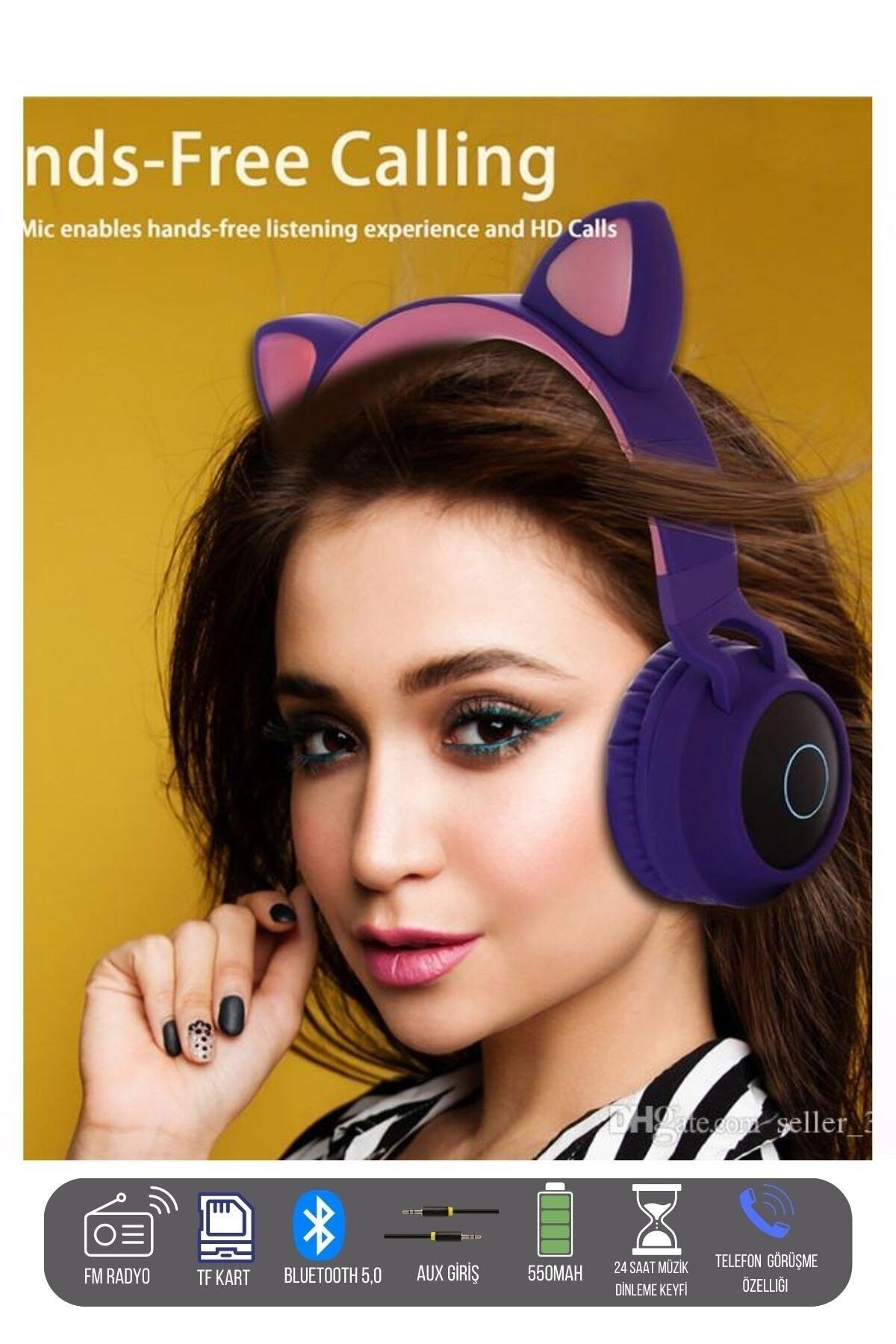 Butfulake Kablosuz Kedili Kulaklık Kedi Kulaklık Şık Kulaklık ...