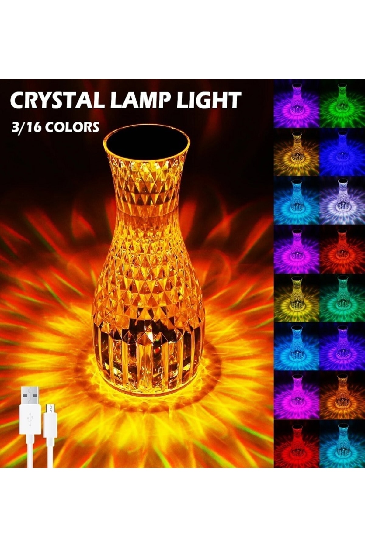 sonx Kristal Masa Lambası Rgb Renk Değiştiren Gece Lambası 16 Renk Ve 4 Mod Dokunmatik Kontrol ...