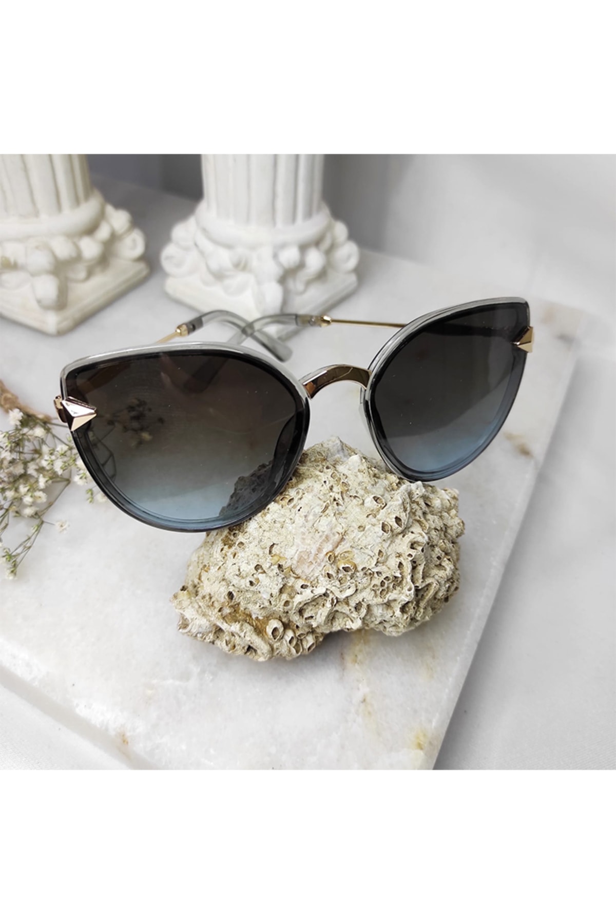 Di Caprio Siaro Cat Eye Gold Detaylı Mavi Kadın Güneş Gözlüğü Fiyatı ...