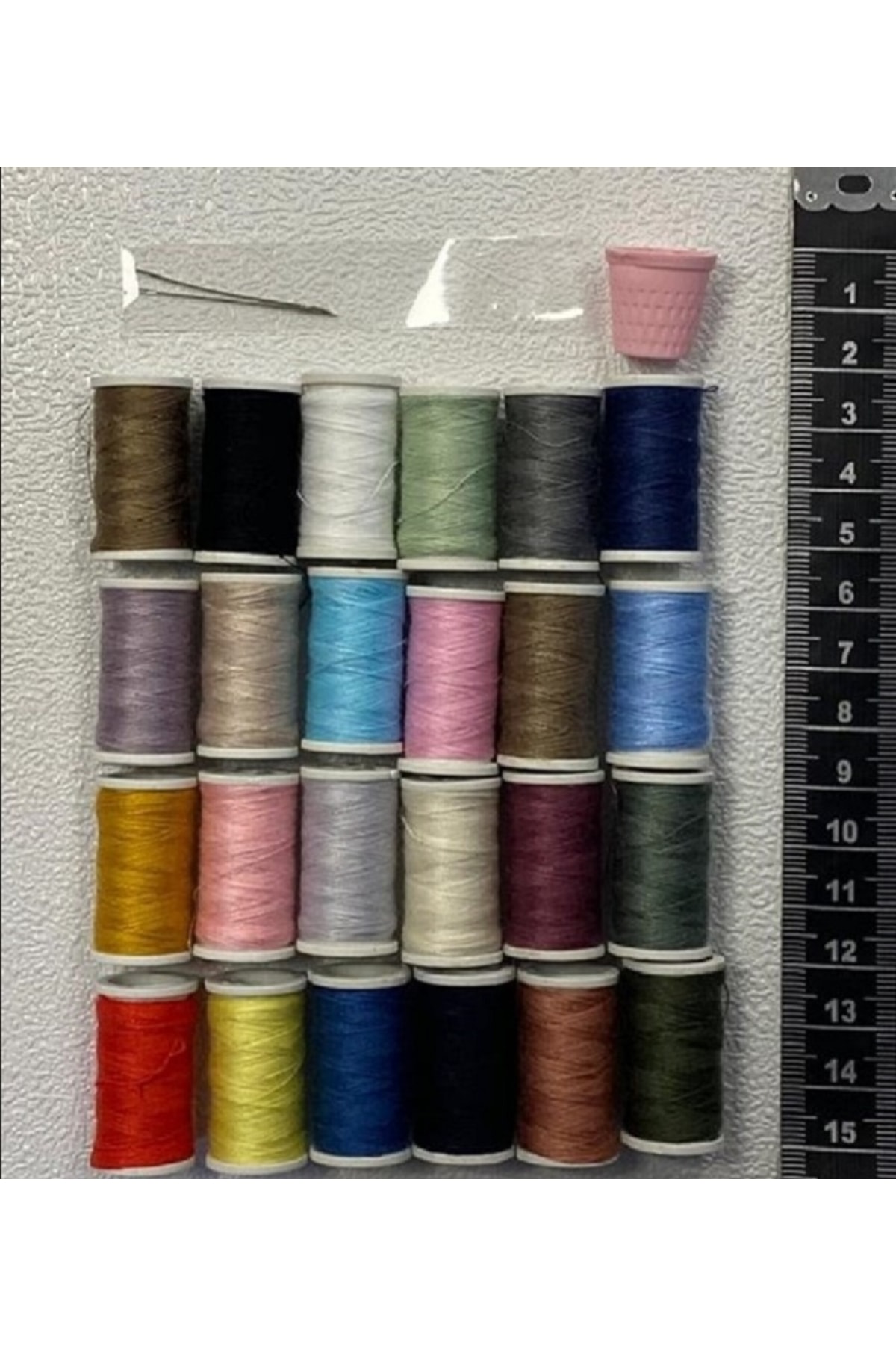 BALIM ÖRGÜ EVİ Mini Makaralar Dikiş Iplik Seti 2 Adet (24 Renkli + Iğne ...