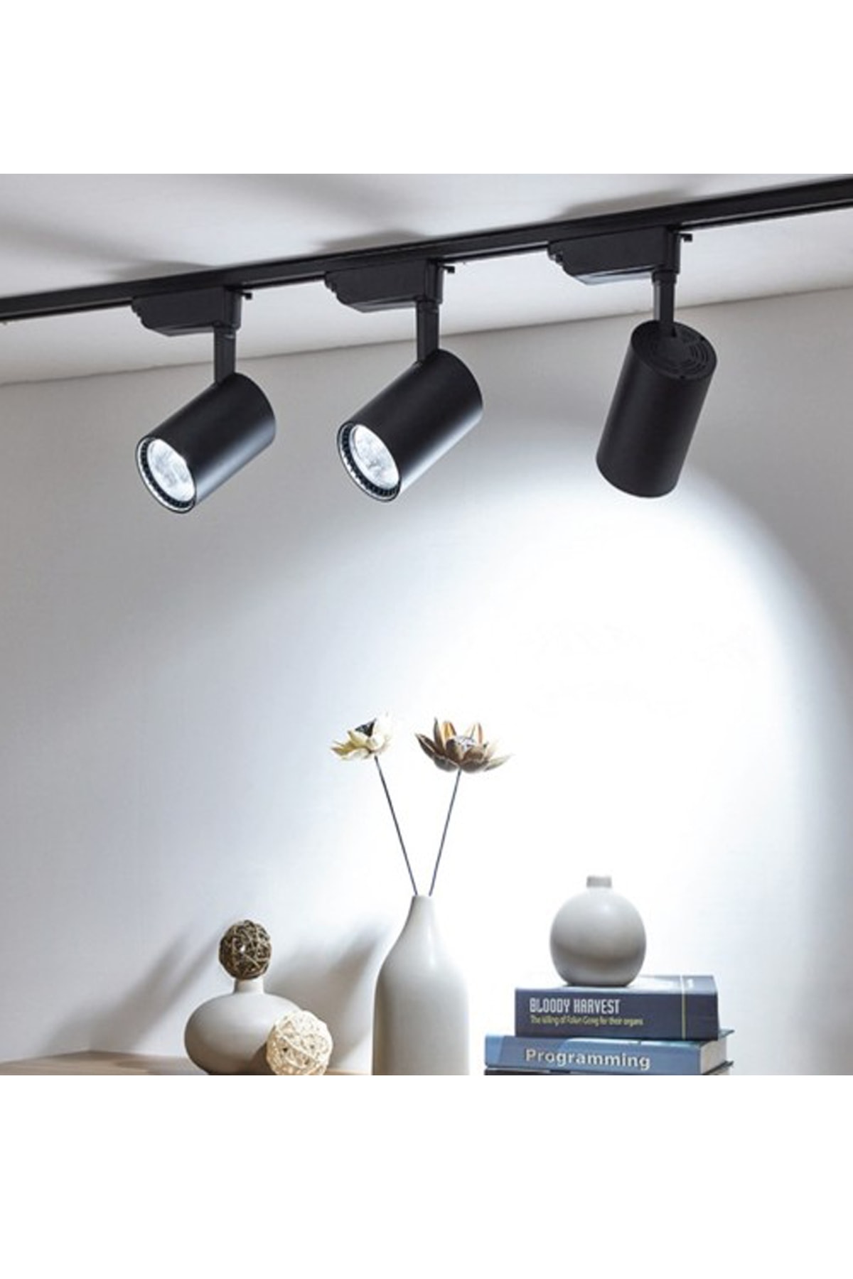 ŞANLED Led Siyah Kasa Beyaz Işık 35w Raylı Spot / 2 Adet 1 Metre Ray ...