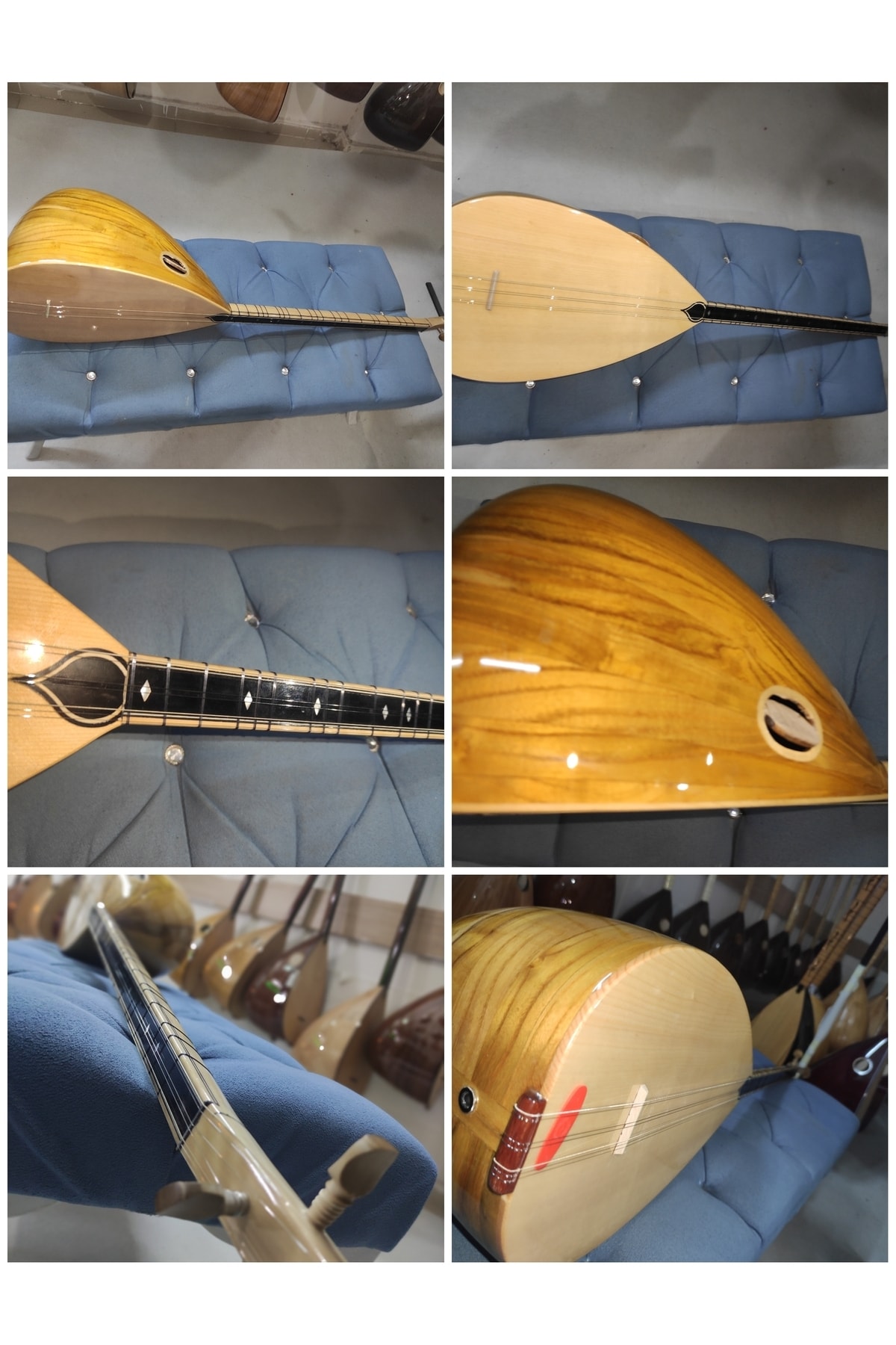 YILMAZ MÜZİK EVİ Dut Saz 38cm Uzun Sap Dut Siyah Abanoz Nokta Sedefli ...