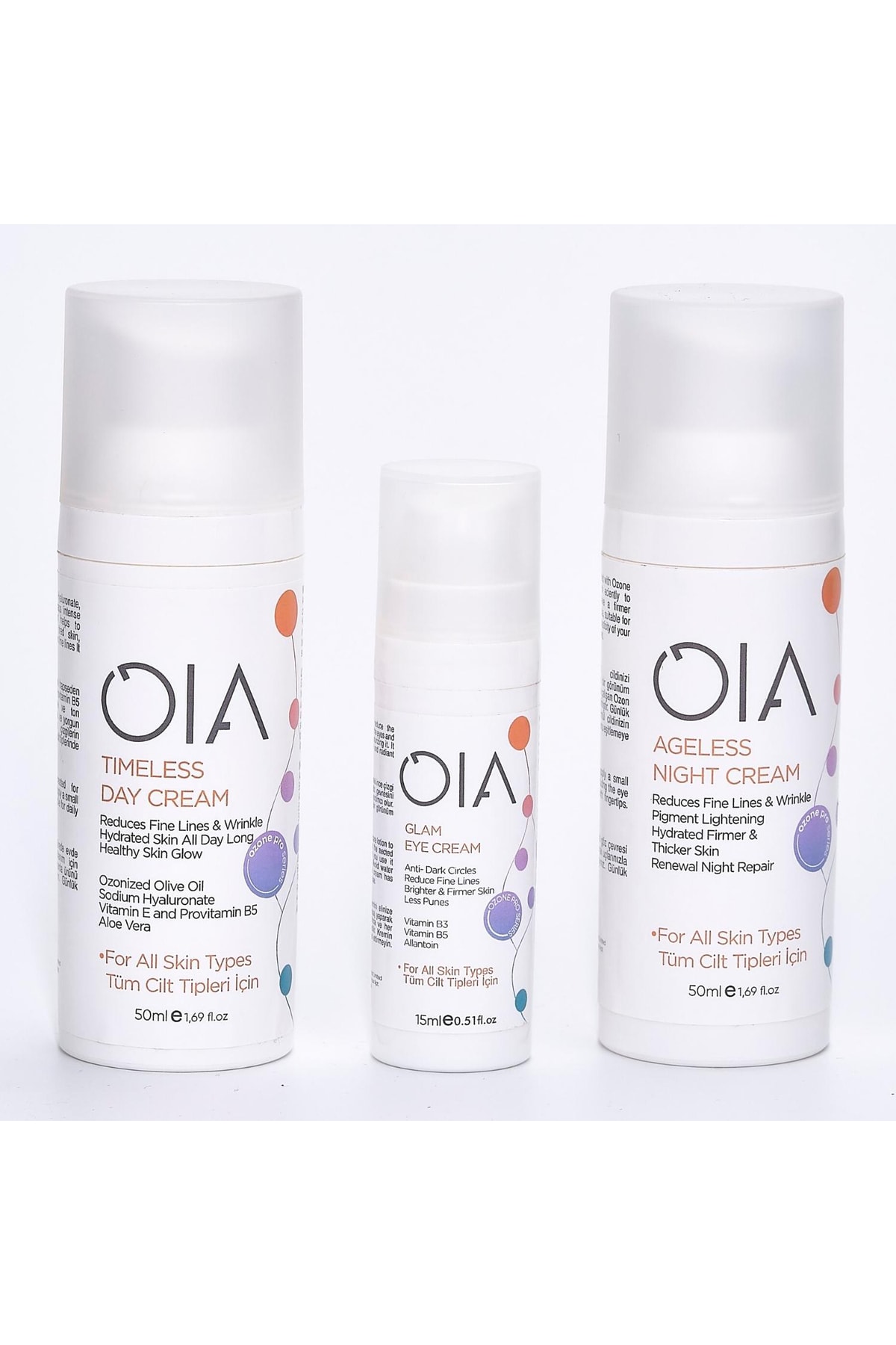 OIA 3'lü Set Ozonlu Anti-aging Etkili | Günlük Yoğun Nemlendirme | Gündüz Gece & Göz Altı Kremi ...