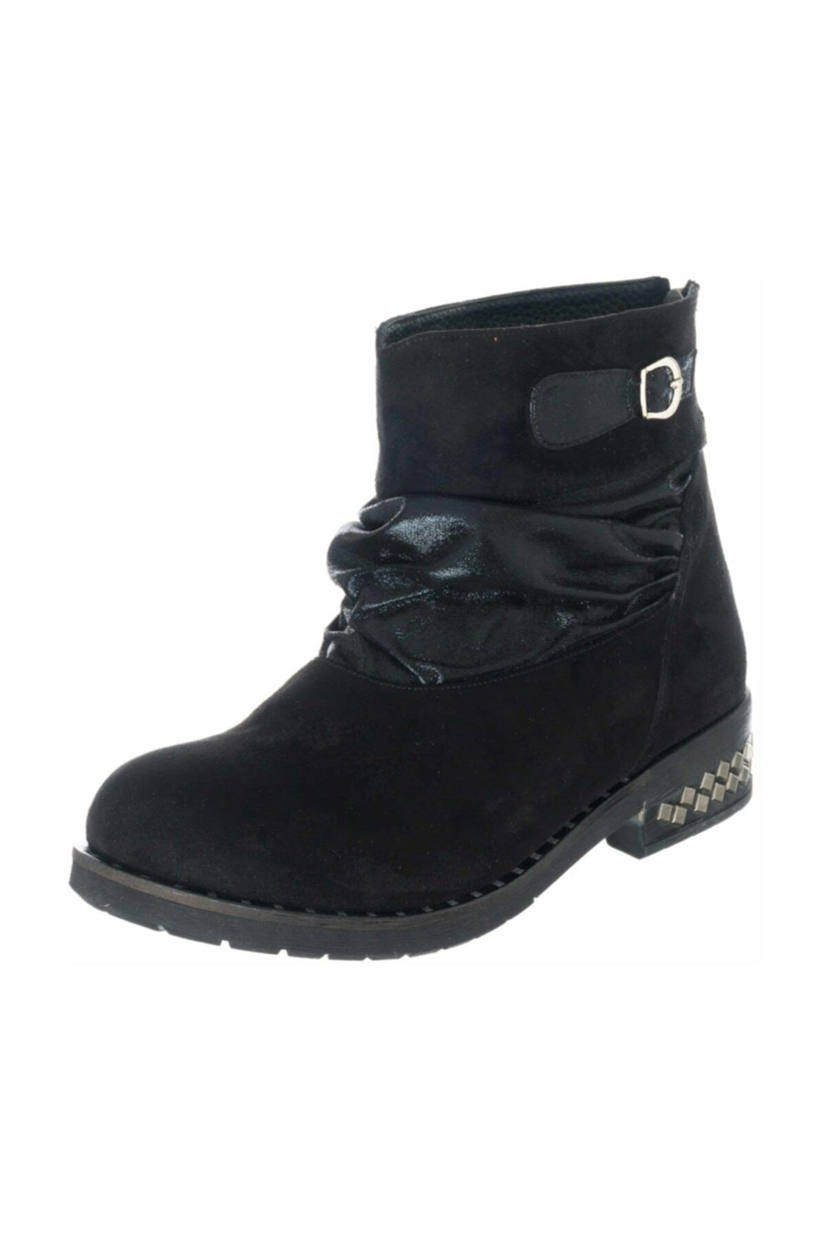 İriadam K358-1 Siyah Süet Kadın Büyük Numara Bot