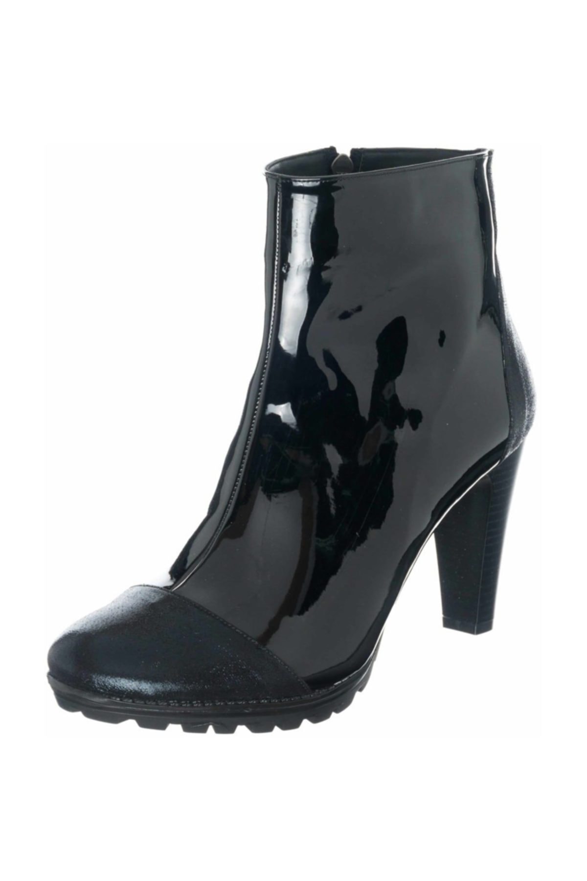 İriadam K113-1 Siyah Rugan Topuklu Büyük Numara Bot