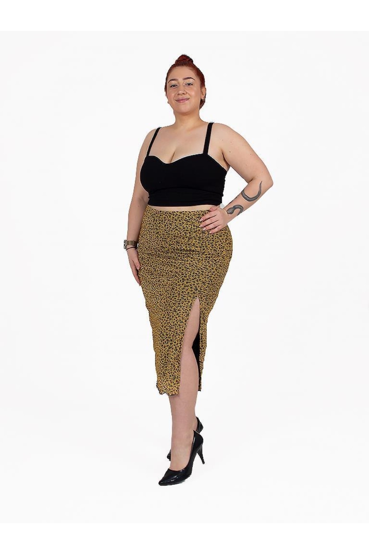 Truva XXL Büyük Beden Kadın Giyim Tül Astarlı Yırtmaçlı Etek Renkli ...