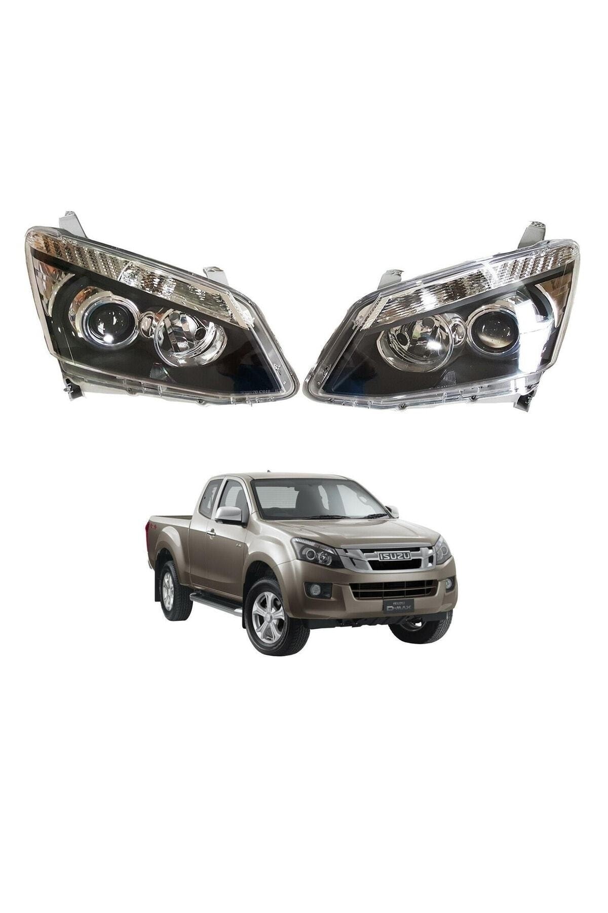 Genel Markalar Isuzu D-max Sağ + Sol Ön Far Takımı Mercekli 2012--2016 ...