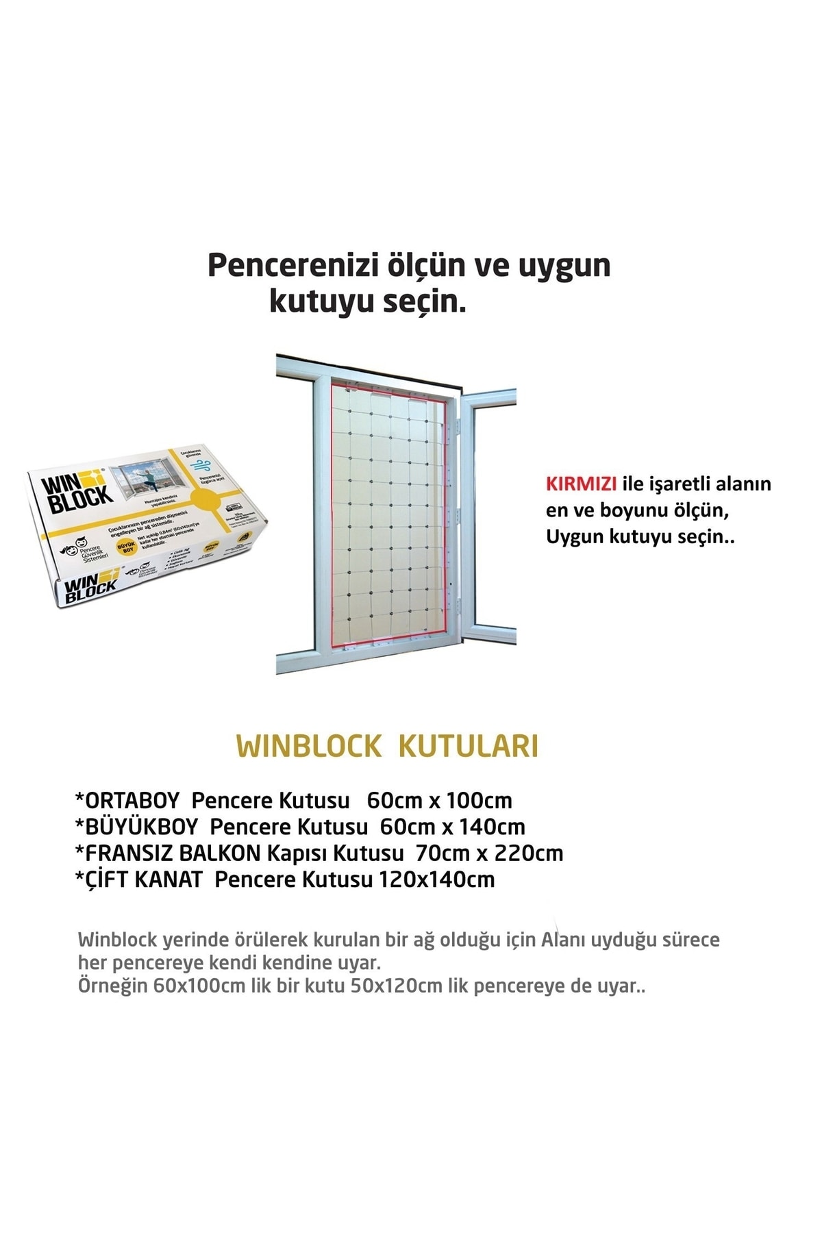 WINBLOCK Büyük Boy (60X140 CM) - Çocuklar Için Pencere Çelik Güvenlik ...