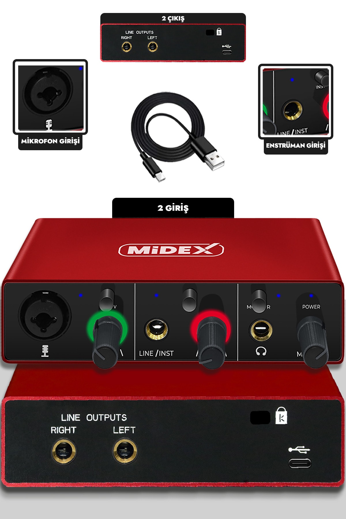 Midex Mx2020-glx-500 Pro Ses Kartı Ve Condenser Mikrofon Stand Filtre ...