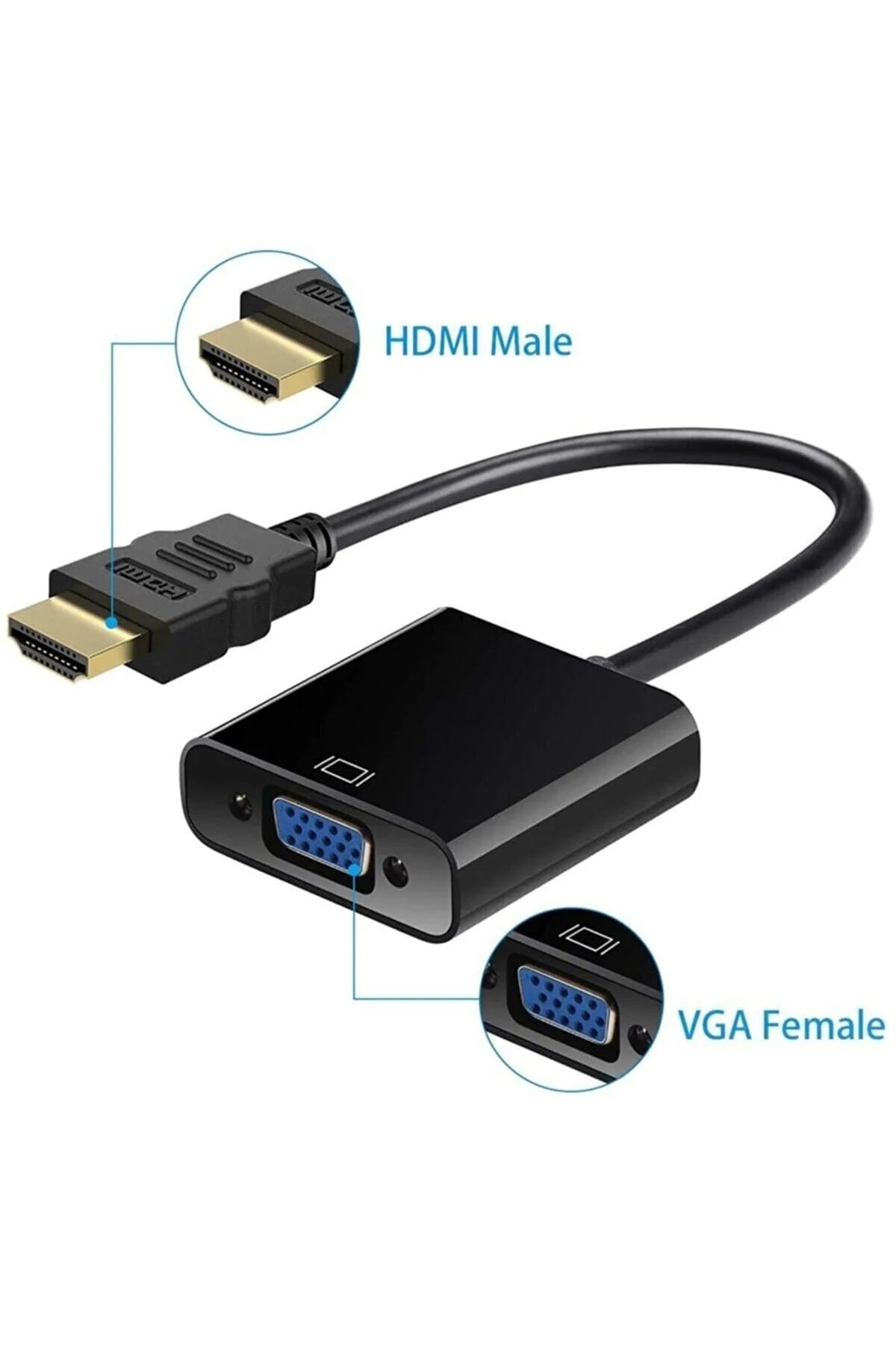 nelerbulurum Hdmi To Vga Tablet Projeksiyon Notebook Uyumlu Kablo Tak ...