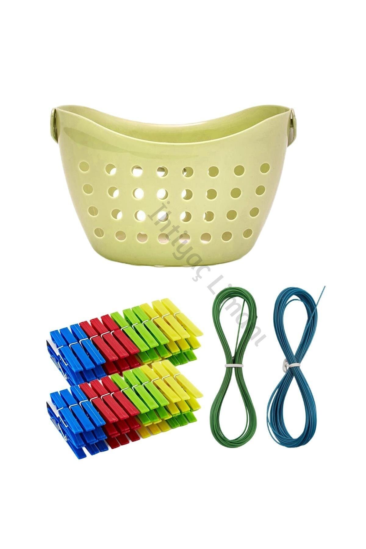 İhtiyaç Limanı 48 Adet Plastik Yaylı Çamaşır Mandalı+20 Mt Çamaşır Teli ...