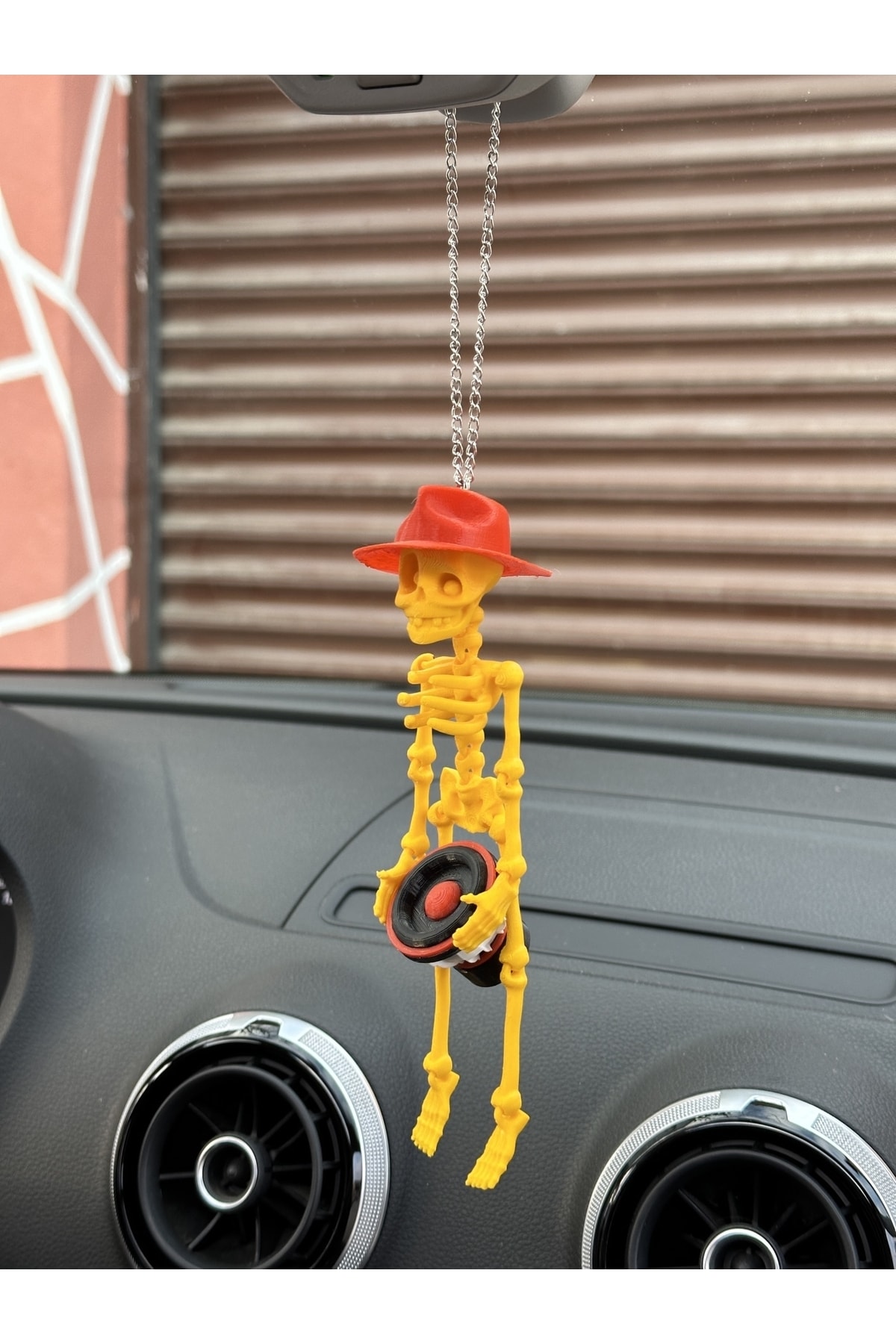 3dbaydesign Fötr Şapkalı Bass Tutan Iskelet Ayna Süsü ( Lskelet Sarı ...