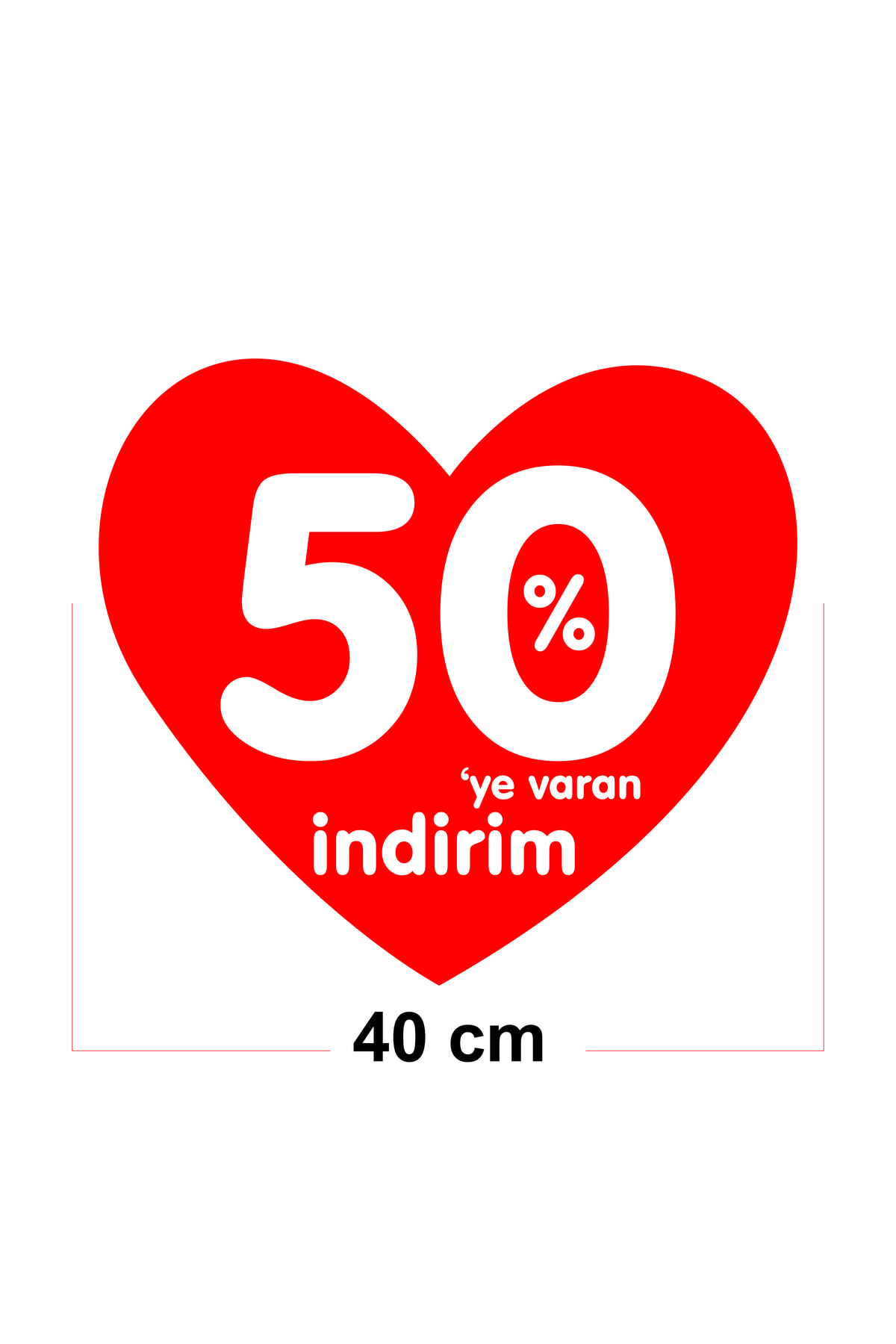 Ayhan Reklam Mağaza Cam Indirim Etiketi 2'li Sticker Kırmızı Kalp Folyo ...