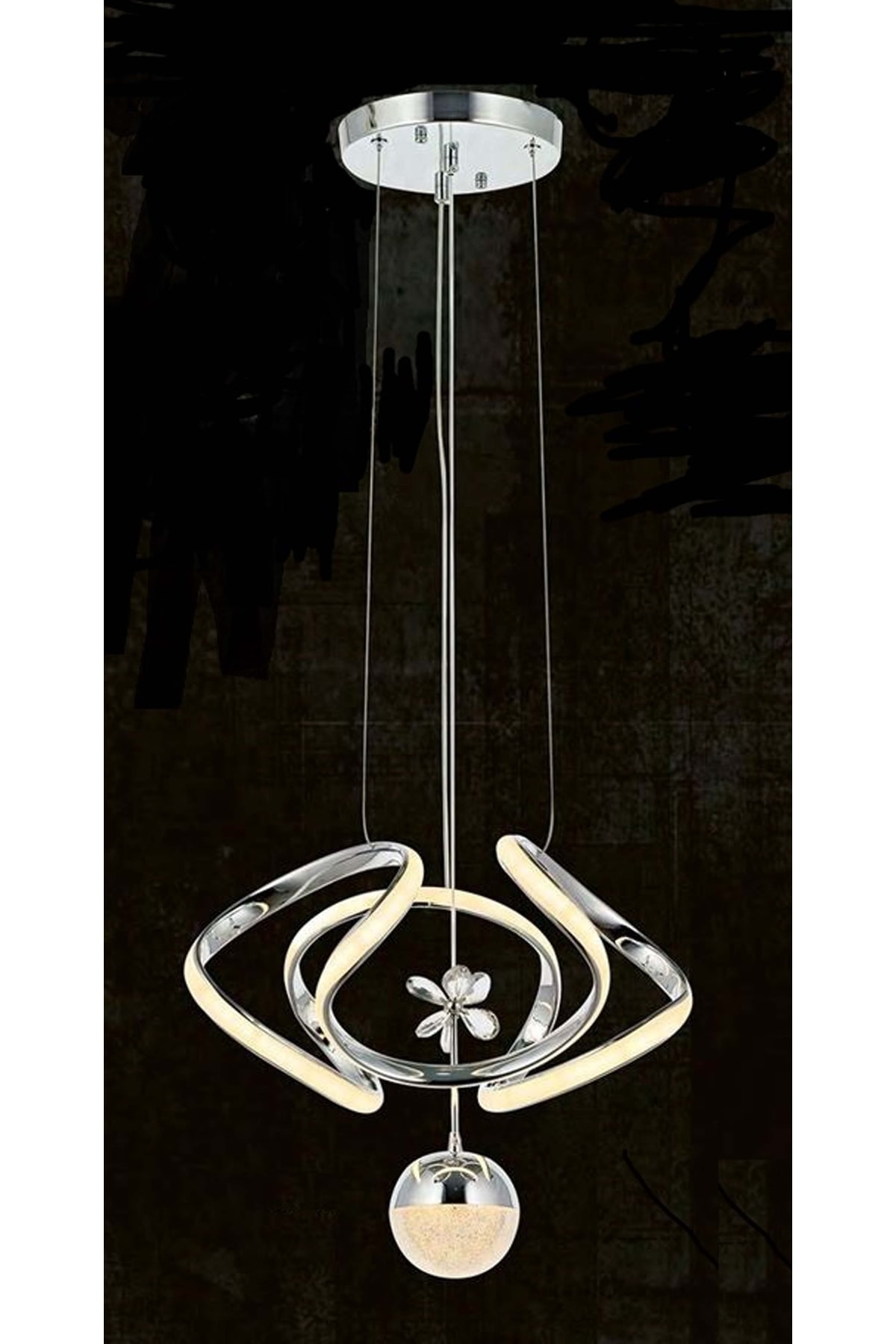 Özçelikler Ezgi Modern Sarkıt Toplu Kelebekli Led Avize Krom Ledli ...