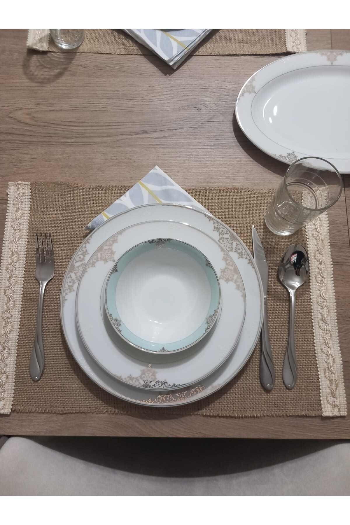 Üçbey Jüt Kumas 4'lü American Servis Sofra Servisi Runner Masa Süsü ...