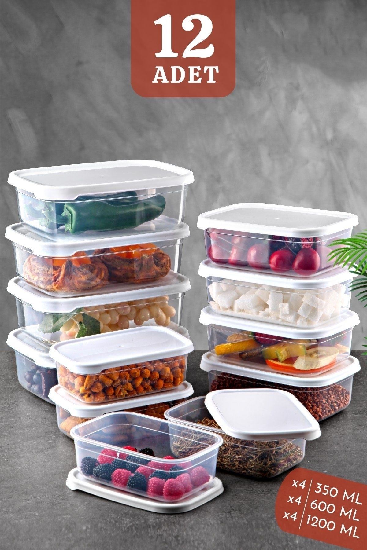 Nandy Home 12'li Set Embox Dikdörtgen Erzak, Gıda Saklama Kabı Beyaz ...