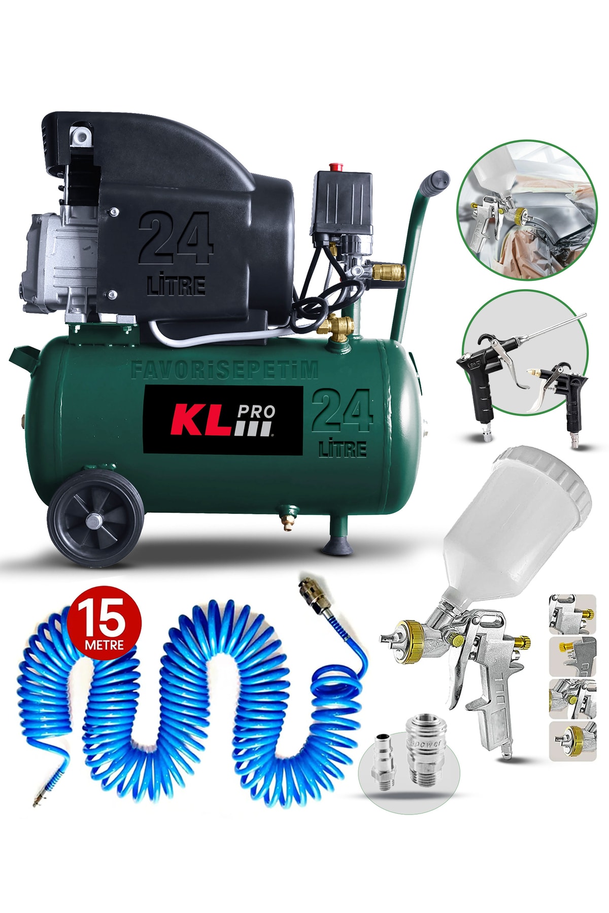 PROXTECH 24 Litre Çift Hava Çıkışlı 2 Hp 8 Bar 116 Psi Klk25 Hava ...