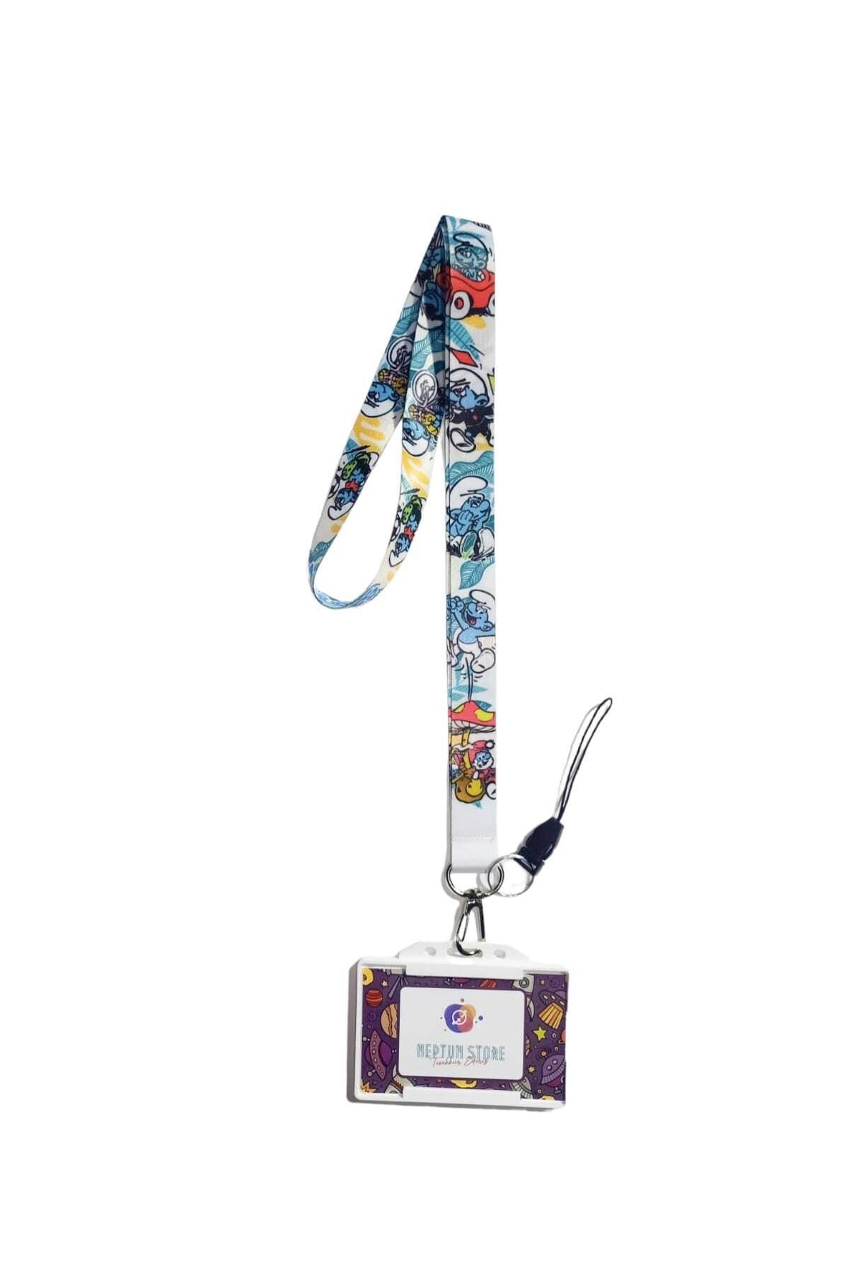 neptünstore Şirinler Beyaz Kartı ,kart Taşıma Askısı, Boyun Askı Ipi Ve ...