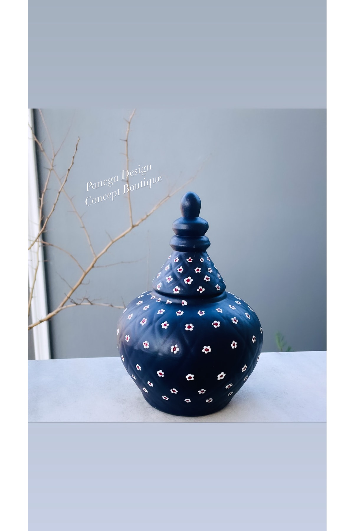 Panega Design Tasarım Çiçekli Çini Küp Lacivert Fiyatı, Yorumları ...