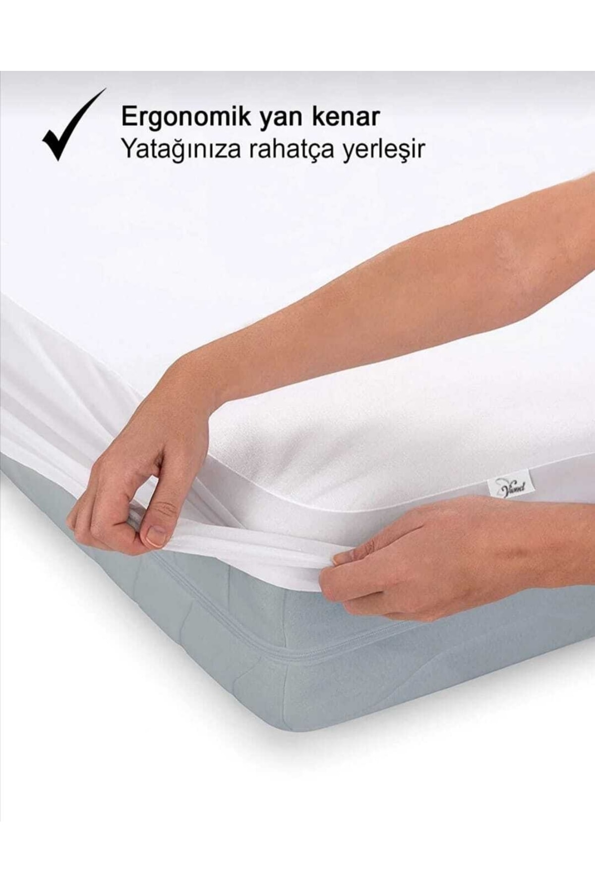 AYHOME Pamuklu Beyaz Fıtted Çift Kişilik Sıvı Geçirmez Yatak Alezi ...