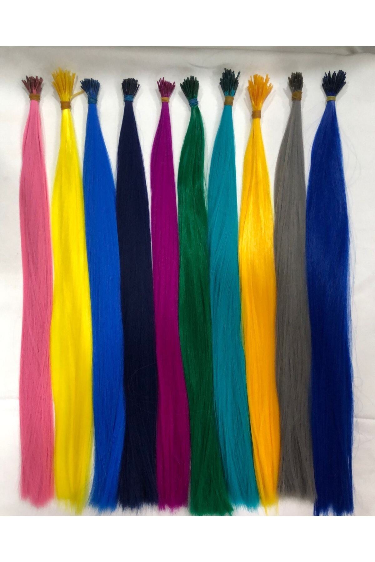 Eva Peruk Fiber Renkli Boncuk Kaynaklık Saç Pembe 10 Adet +takım ...