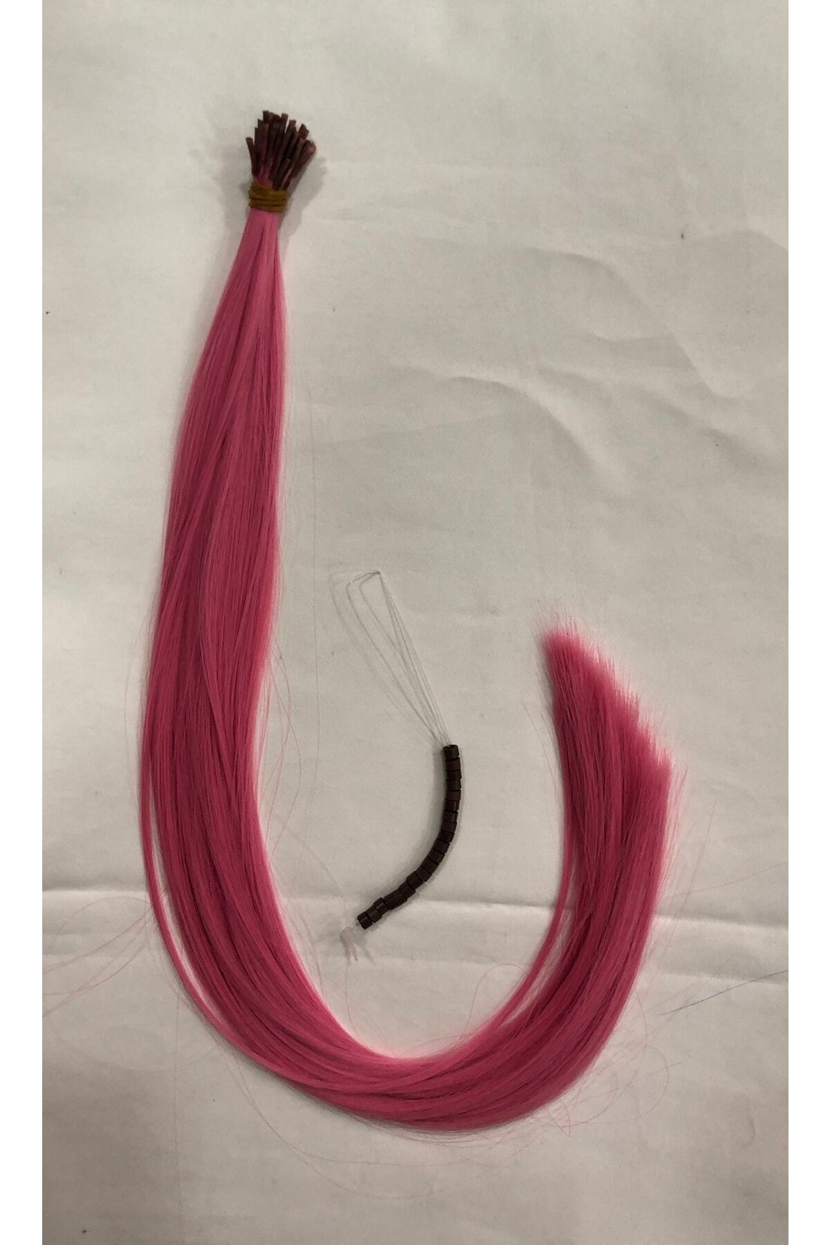 Eva Peruk Fiber Renkli Boncuk Kaynaklık Saç Açık Pembe 10 Adet Takım ...