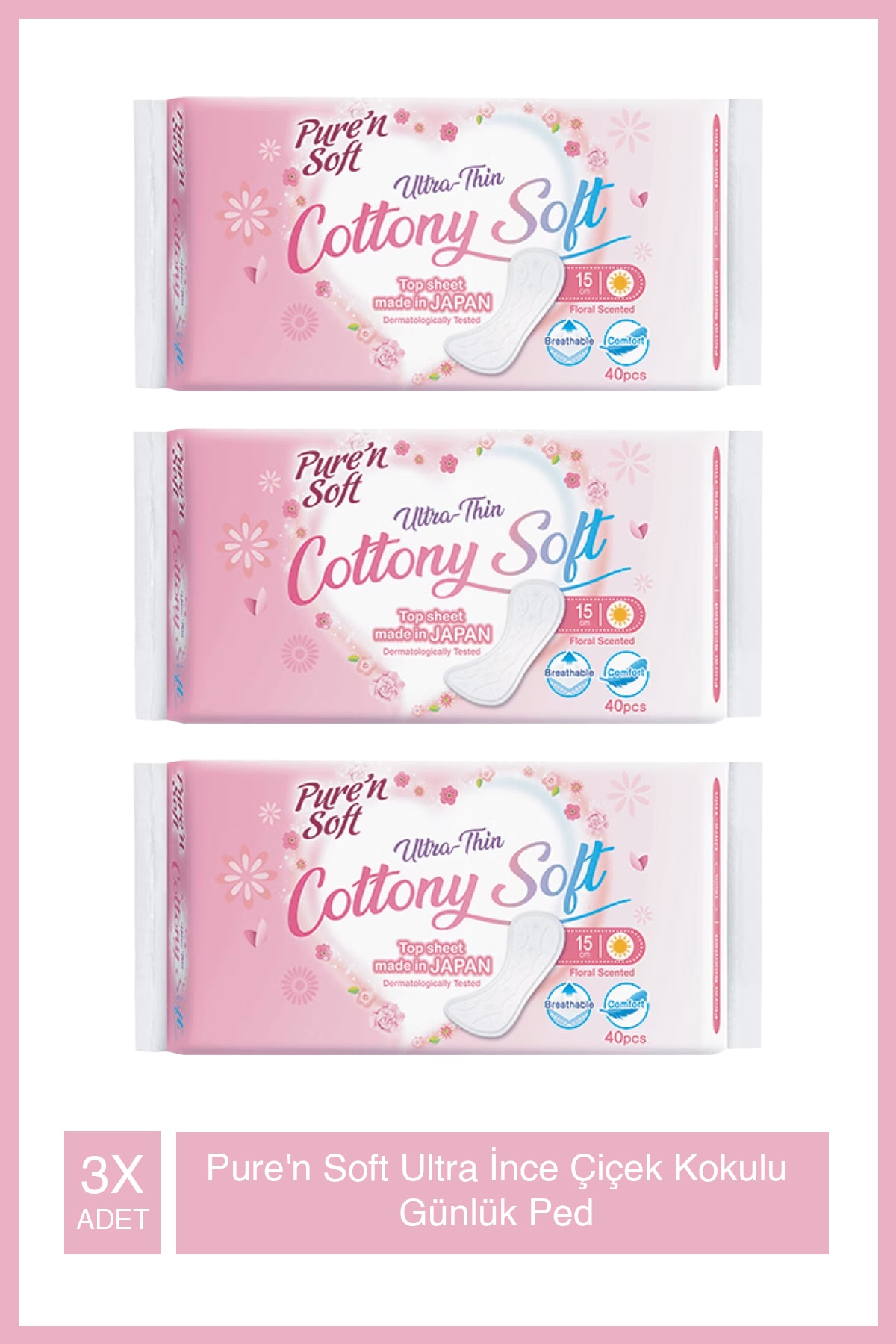 PURE SOFT Pure'n Soft Ultra Ince Çiçek Kokulu Günlük Ped 40 Adet 3lü ...