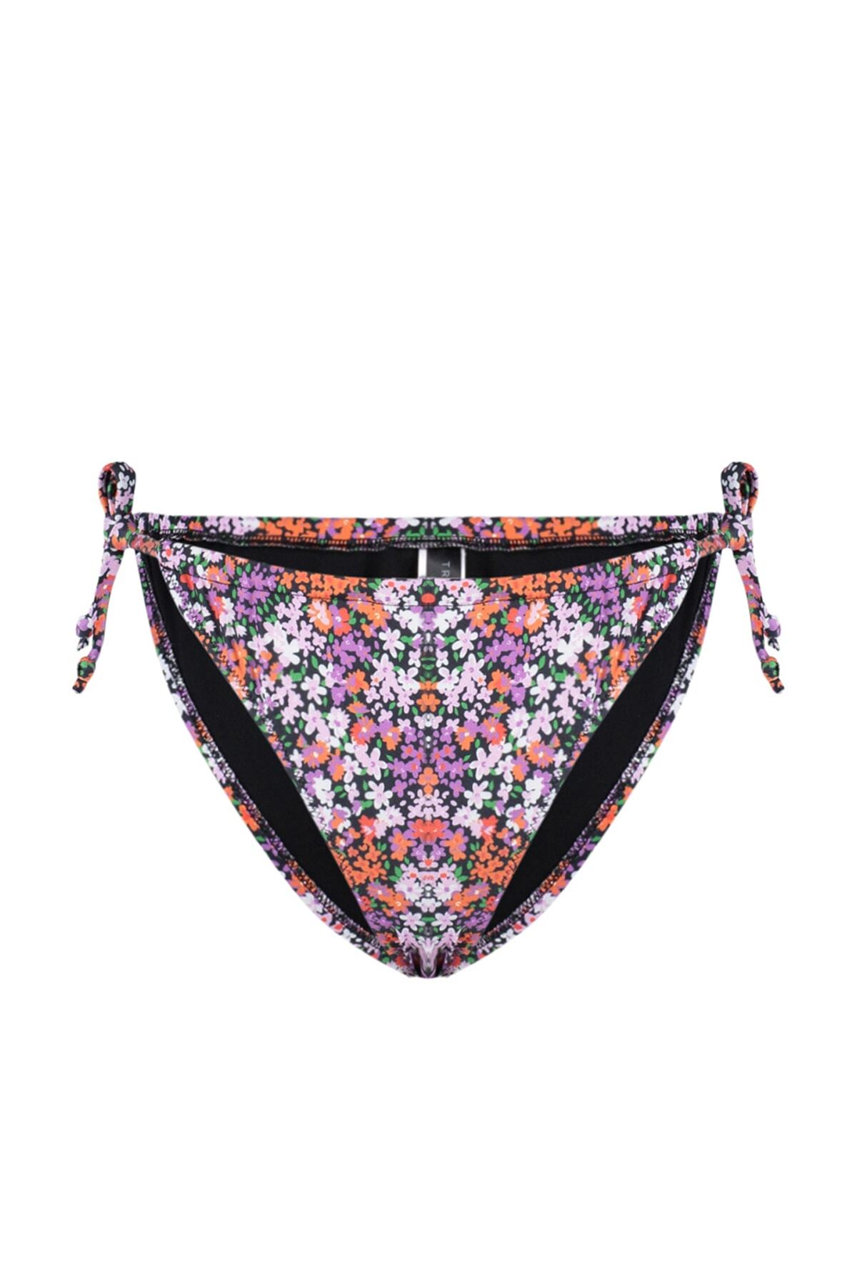 Trendyol Collection Floral Patterned Tunnel Normal Leg Bikini Bottom ...