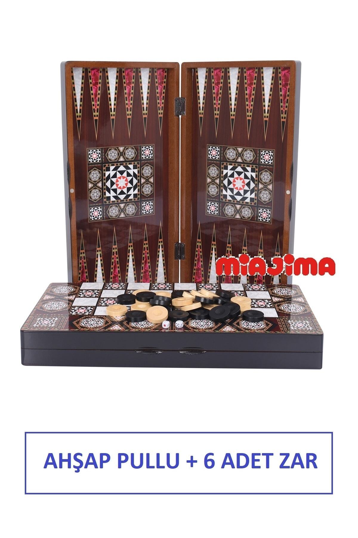 Miajima Kutulu Sedefli Tavla Takımı Cilalı Sedef Tavla Ahşap Pullu ...