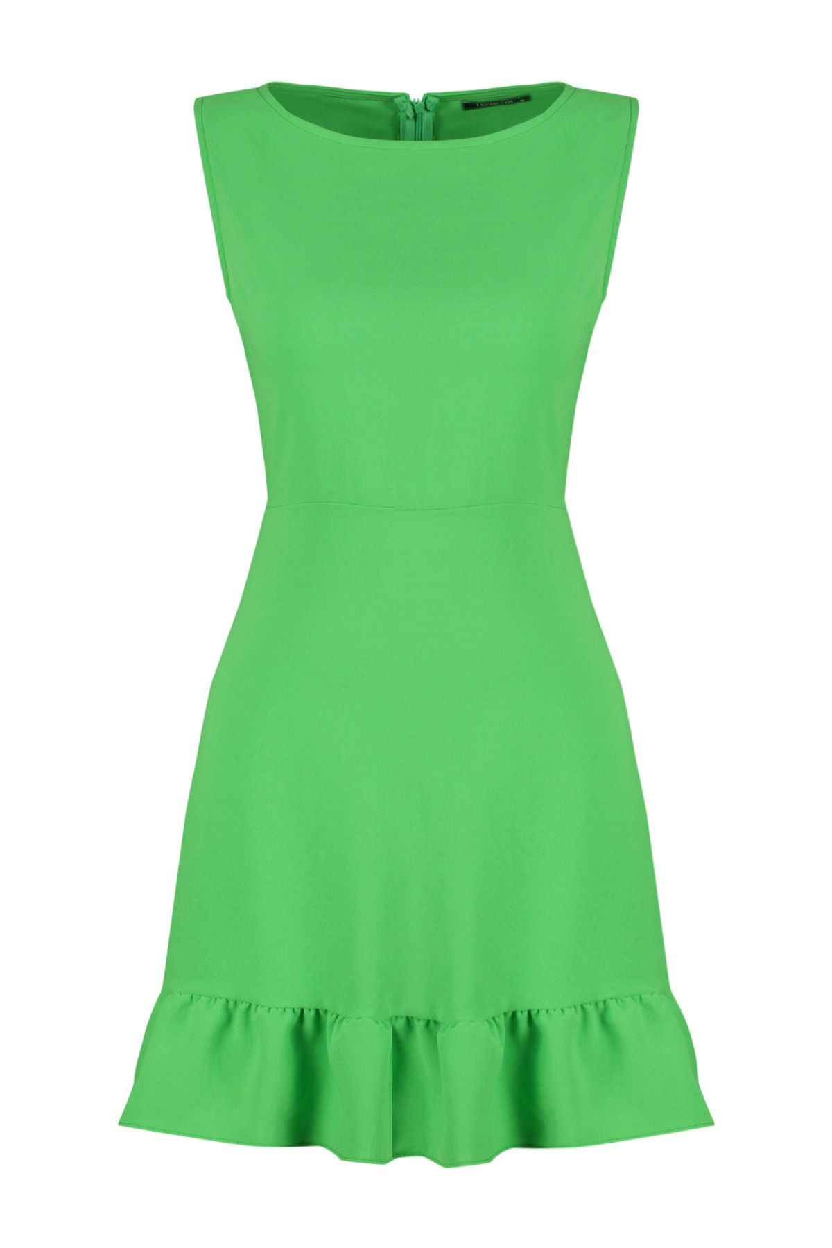 Trendyol Collection Grünes ärmelloses Mini Webkleid In A Linie