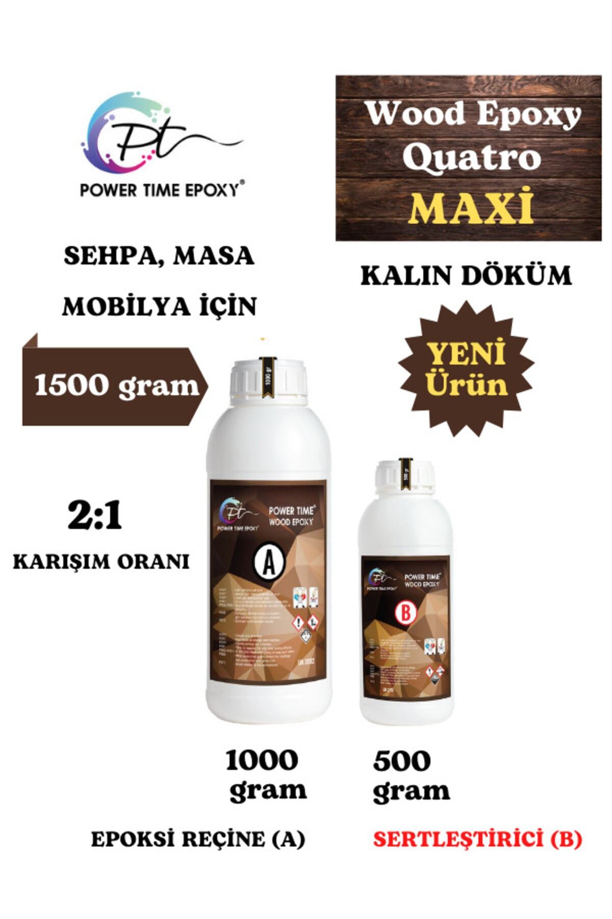 POWER TIME EPOXY 1500 Gram Wood Epoxy Quatro Maxi/ Kalın Döküm Şeffaf ...