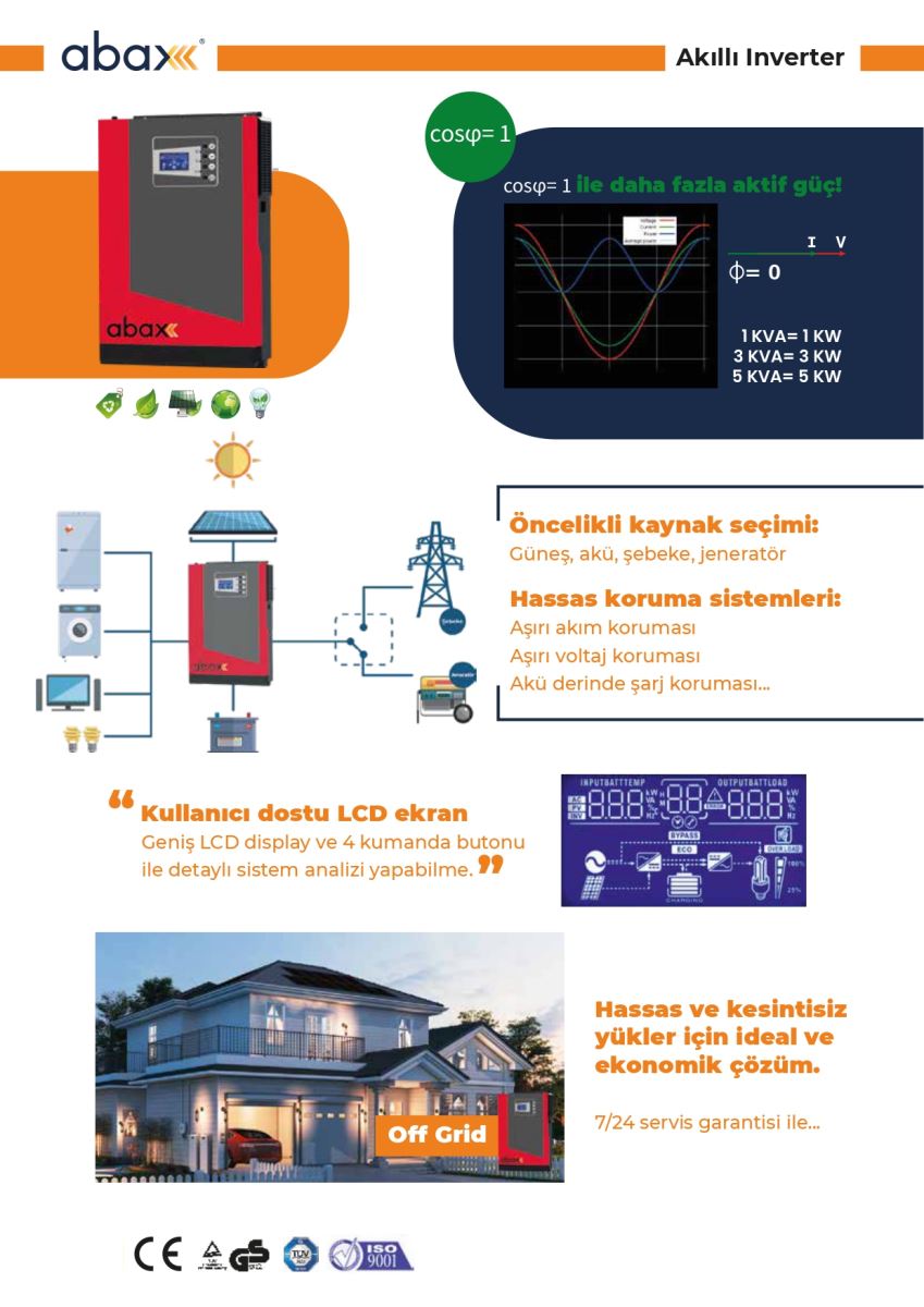 abax 24v 3000 Watt Akıllı Inverter (40AH MPPT SOLAR ŞARJ KONTROL CİHAZLI) - Fiyatı, Yorumları