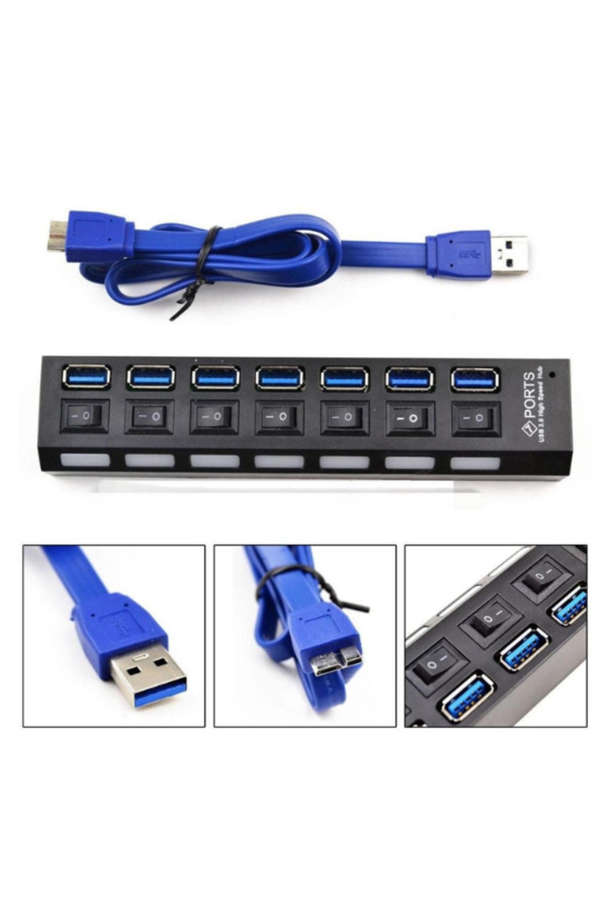 TMGO Technology 7 Portlu On/off Anahtarlı Led Işıklı Usb 3.0 Çoklayıcı ...