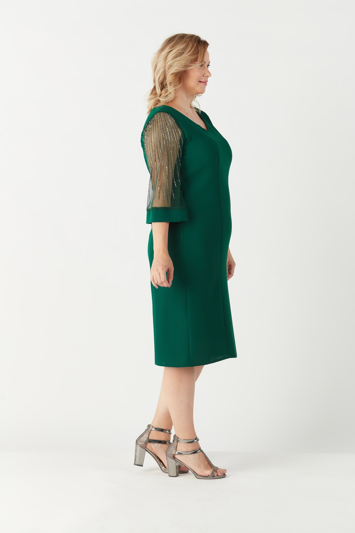 Moda Berray 1349 Yeşil Kolları Taş Işlemeli Şık Büyük Beden Kısa Abiye Fiyatı, Yorumları - Trendyol