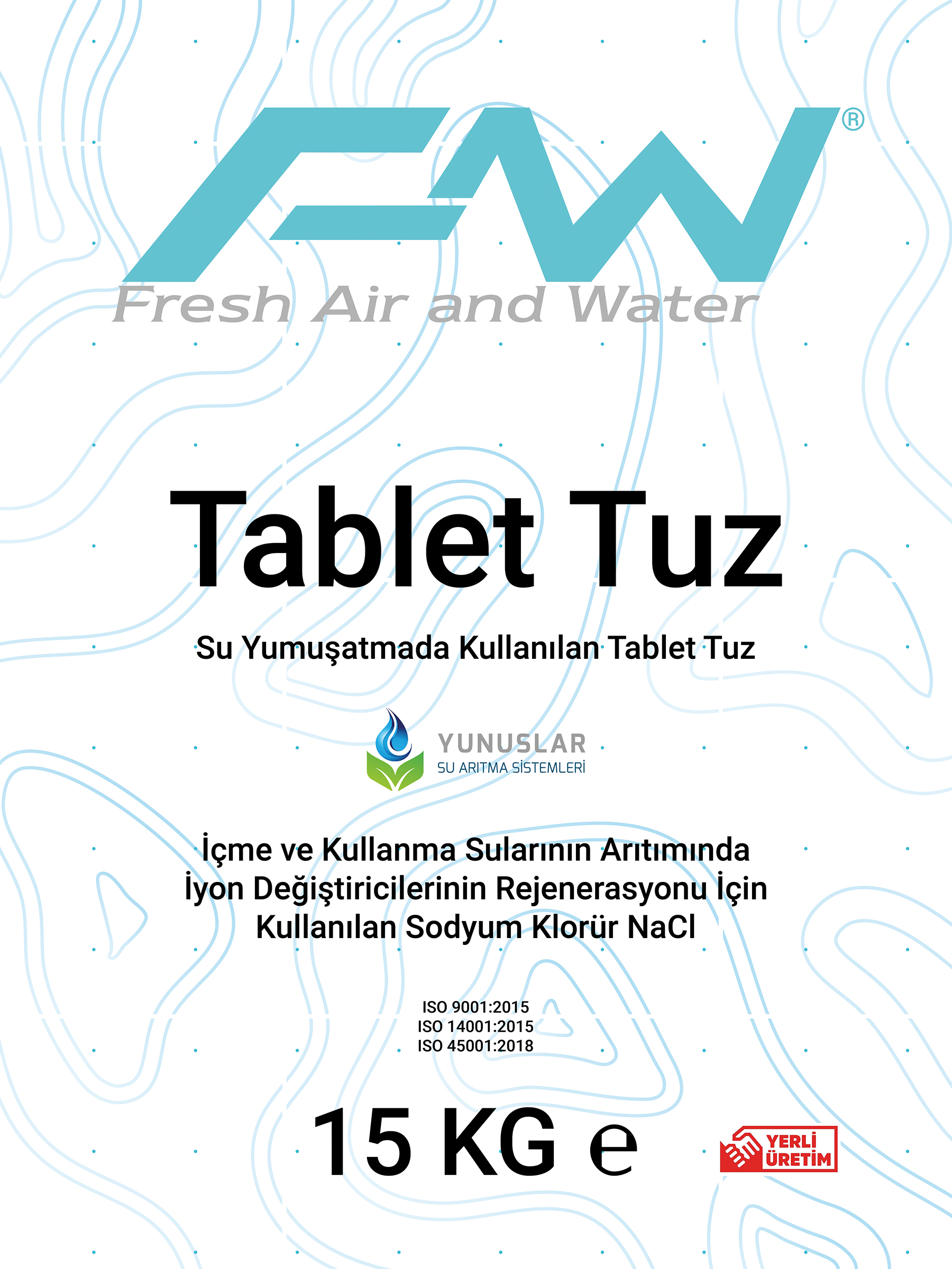 FAW Fresh Air and Water Tablet Tuz Su Arıtma Tuzu Su Yumuşatma Tuzu Sodyum Klorür Nacl 15 Kg Tuz ...