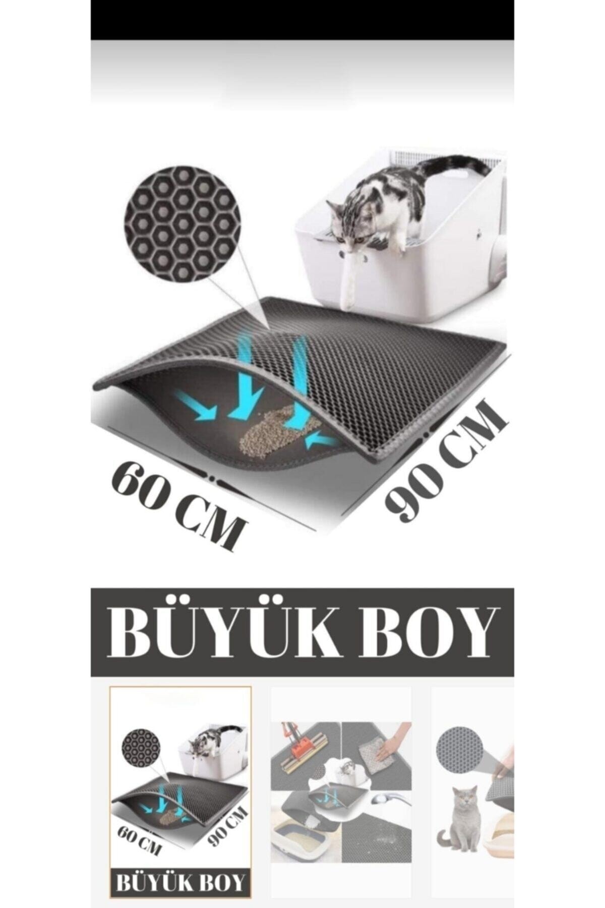 PetGross Büyük Boy Kedi Kumu Paspası Kedi Tuvalet Önü Elekli Paspas ...