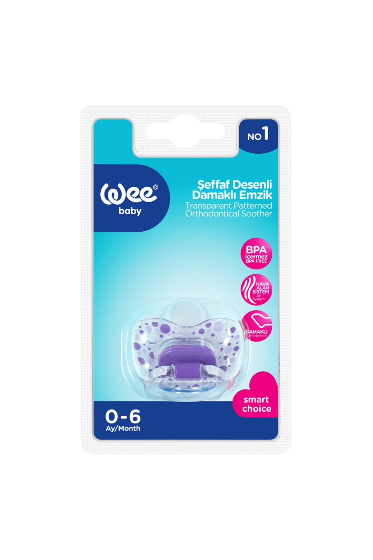 Wee Baby Şeffaf Desenli Damaklı No 1 Emzik 0-6 Ay - Fiyatı, Yorumları