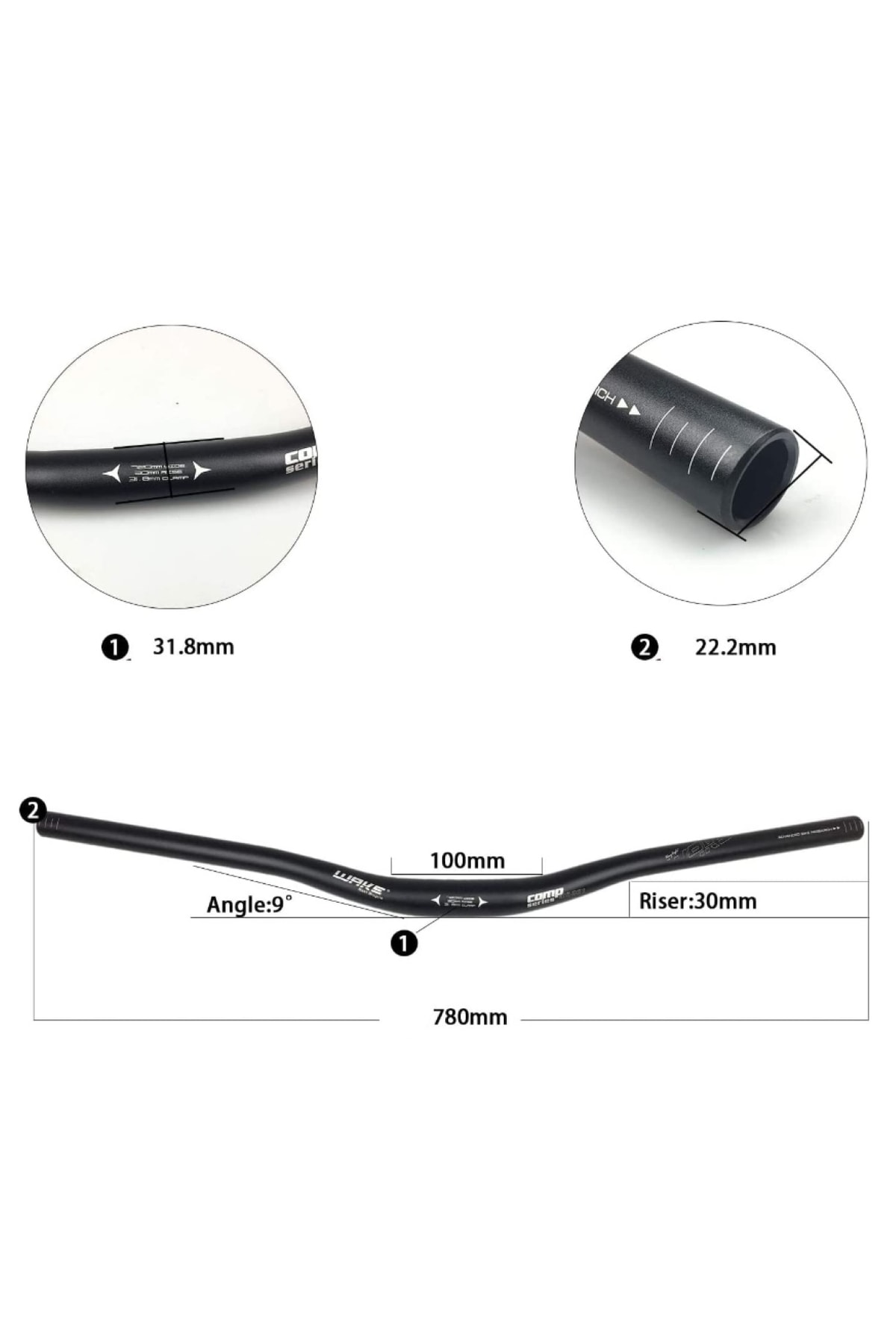 Asroya Wake Siyah Bisiklet Alümiyum Gidon 780mm 31,8mm Bisiklet ...