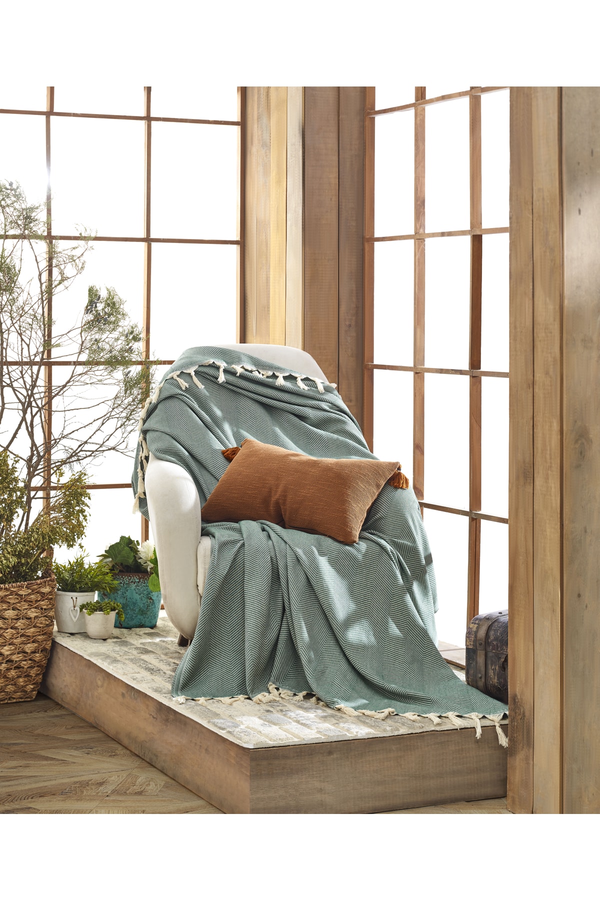 Miracolo Home Yeşil Pamuklu Dekoratif Koltuk Örtüsü 170x230 Boyutlu ...