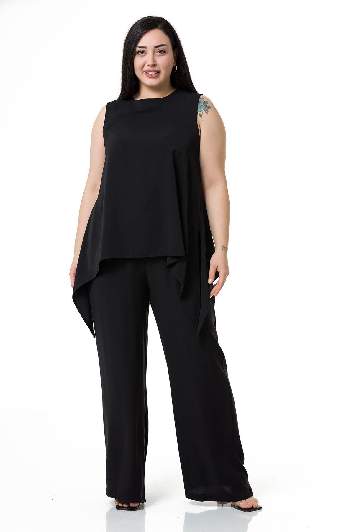 DISENTIS MODEST Büyük Beden Bluz Pantolon Siyah Takım - Fiyatı, Yorumları