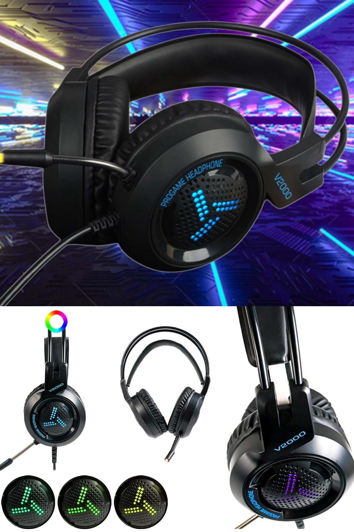 Utelips Rgb Aydınlatmalı V2000 Model Oyuncu Gamer Ses Kasma ...