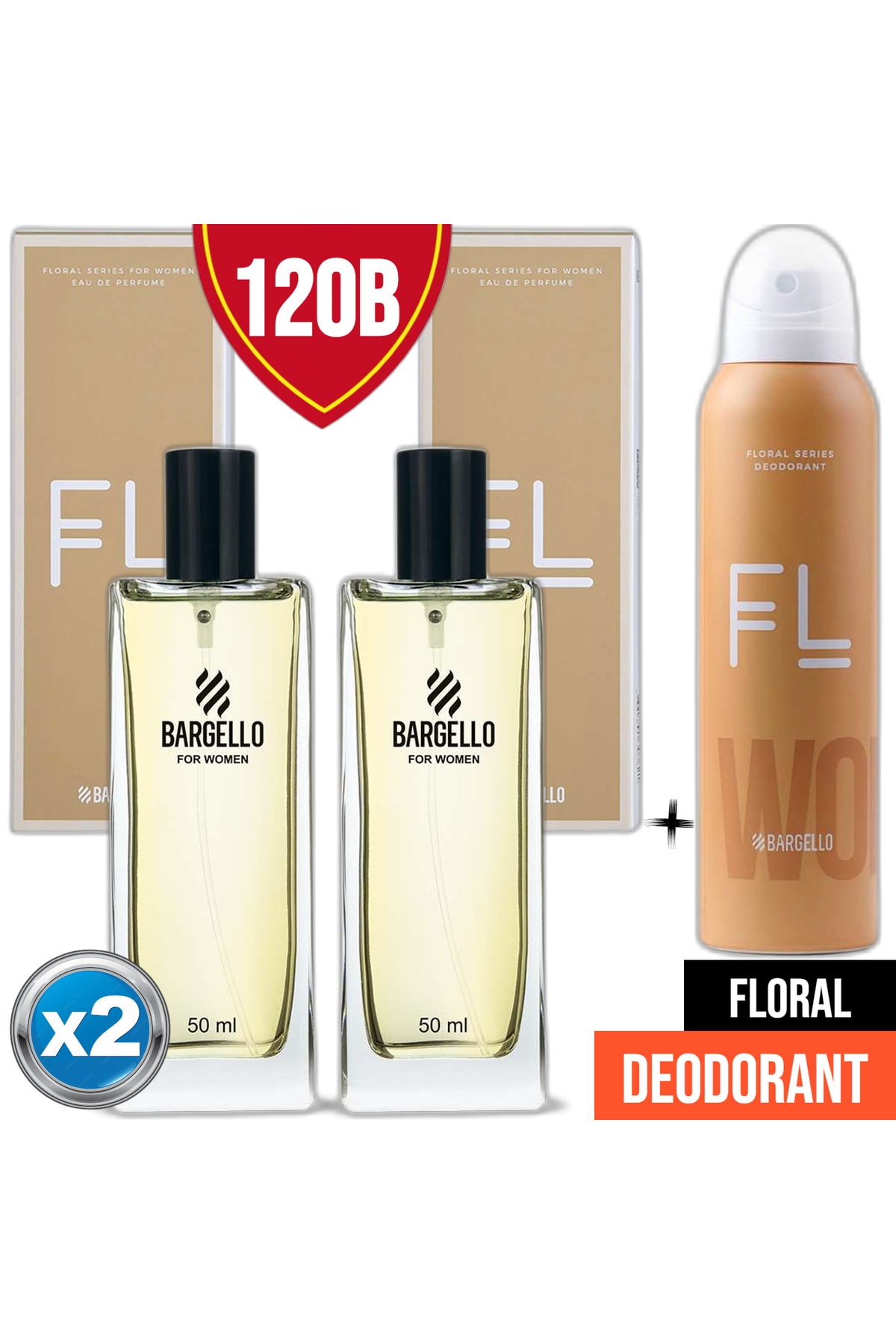 Bargello Parfüm 120bx2(2adet) Floral 50 Ml + Floral Deodorant 150 Ml ...